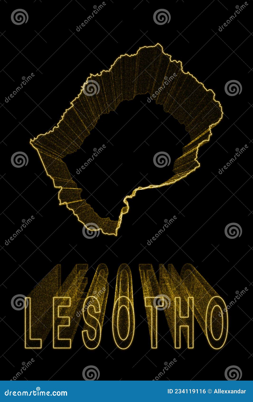 Gold Dot Lesotho Map Vector Illustration | CartoonDealer.com #119056406