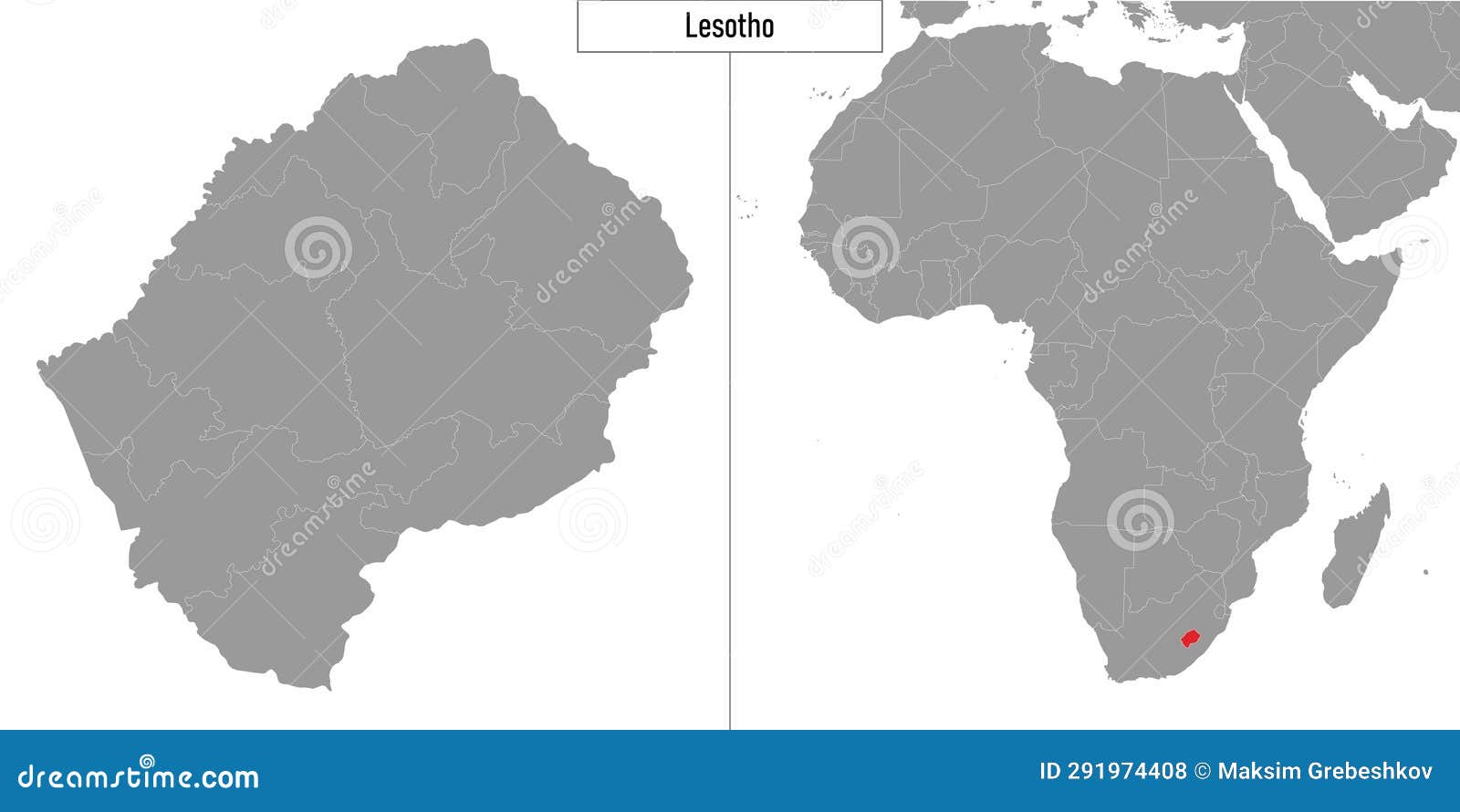 Map of Lesotho and Location on Africa Map Stock Vector - Illustration ...