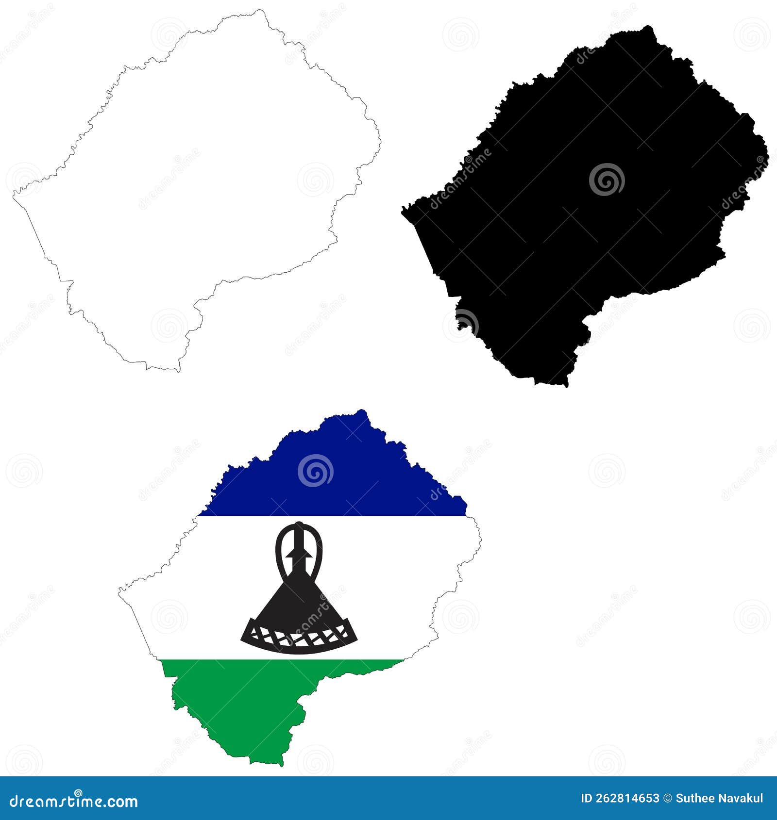 Map Lesotho on White Background. Lesotho Map Outline Stock Illustration ...