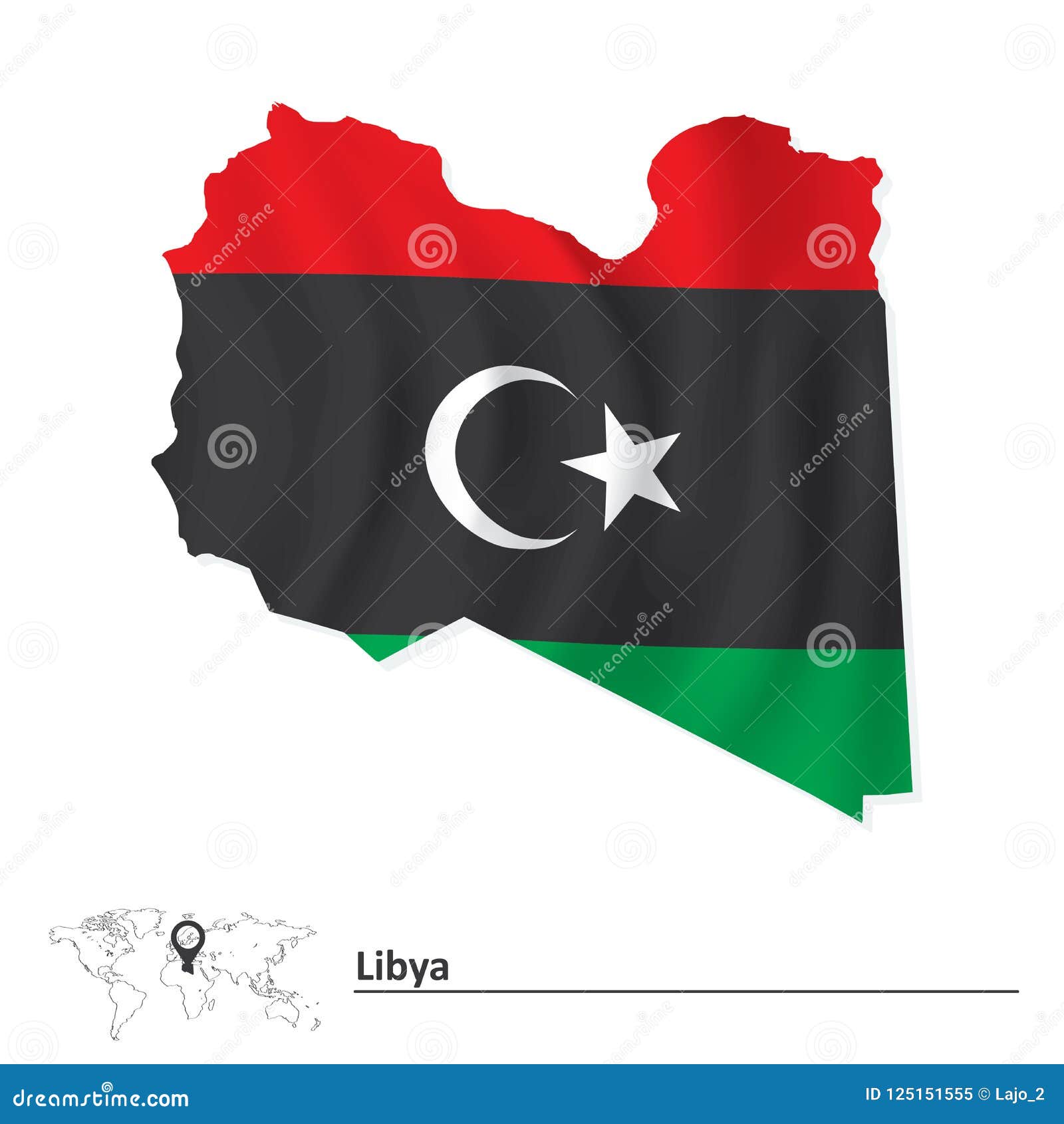 Map of Libya with flag stock vector. Illustration of isolated - 125151555