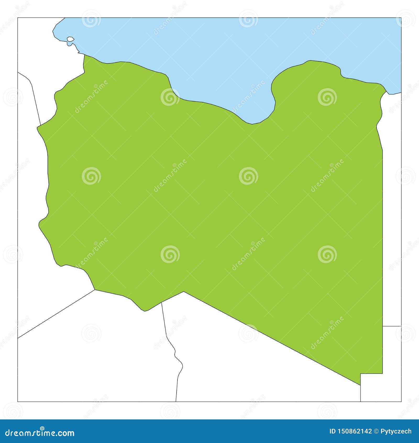 Map of Libya Green Highlighted with Neighbor Countries Stock Vector ...