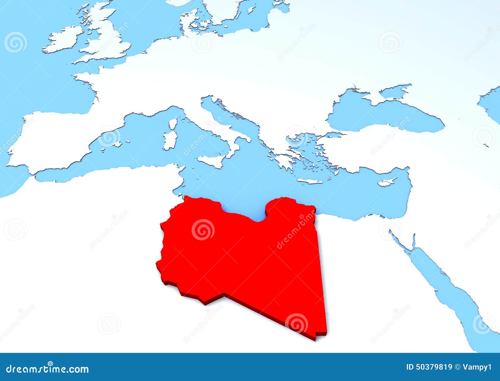 Map Libya Raised, Red, 3d, Africa, Europe Stock Illustration ...