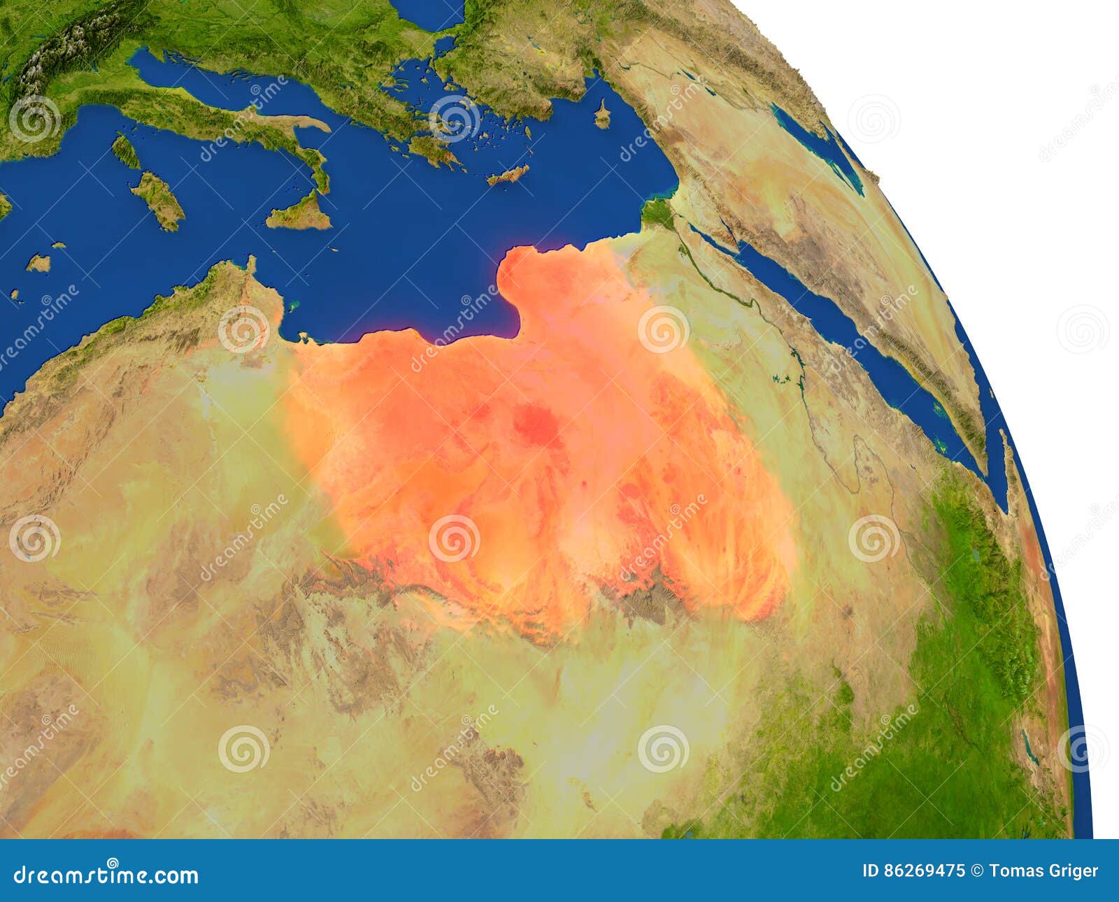 Map of Libya in red stock illustration. Illustration of planet - 86269475