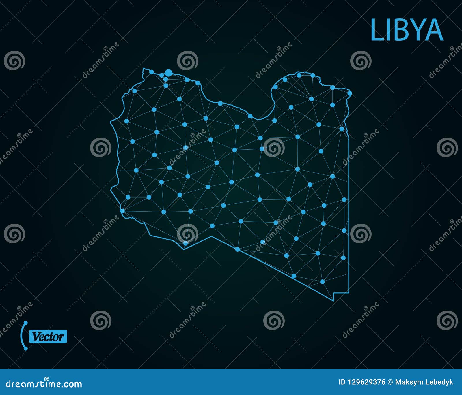 Libya Vector Map Isolated On White Background. High-Detailed Black ...