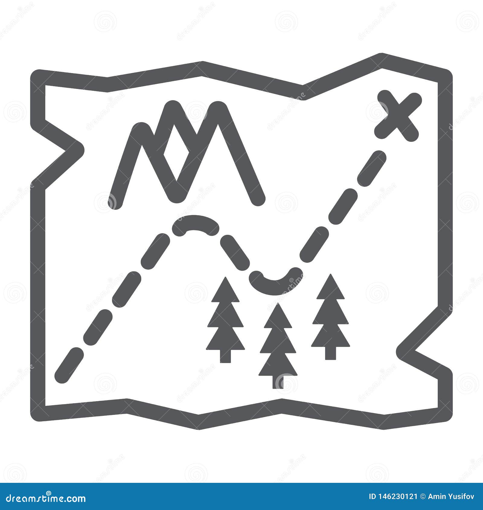 Map Line Icon, Travel and Navigation, Paper Map Sign, Vector Graphics ...