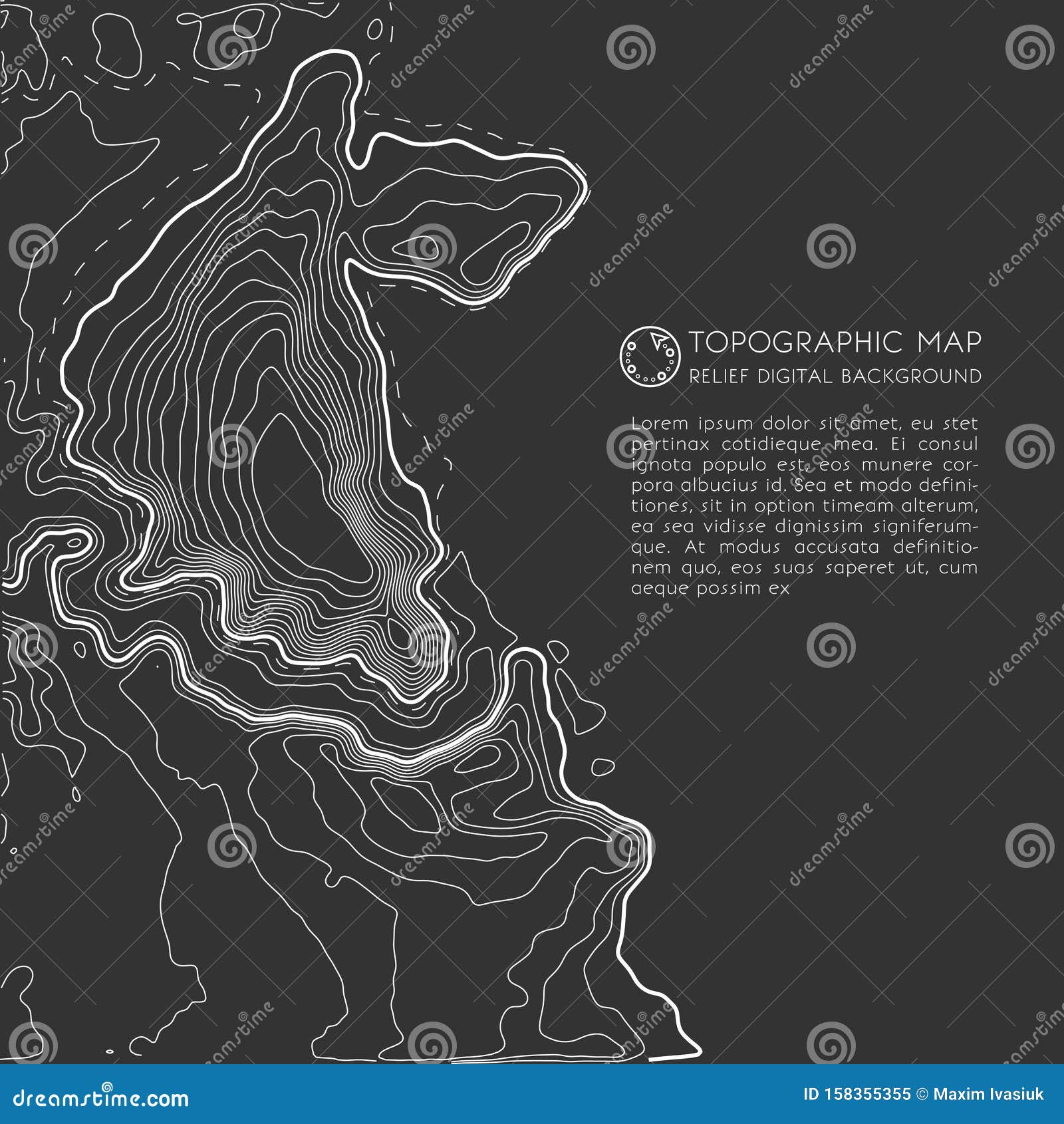 Topographic Map Concept Black Thin Line Card Background. Vector ...