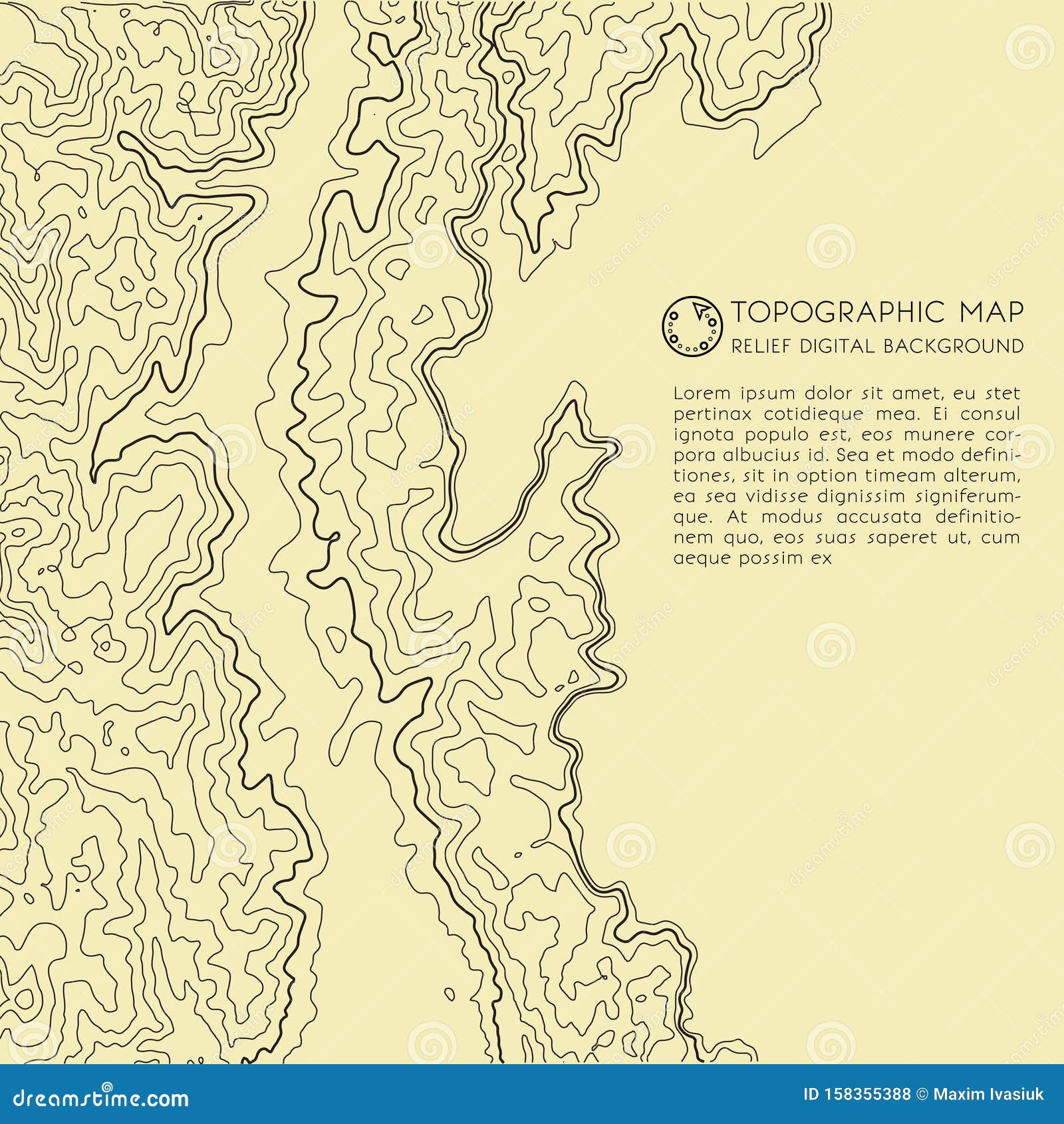 Topographic Map Concept Black Thin Line Card Background. Vector ...