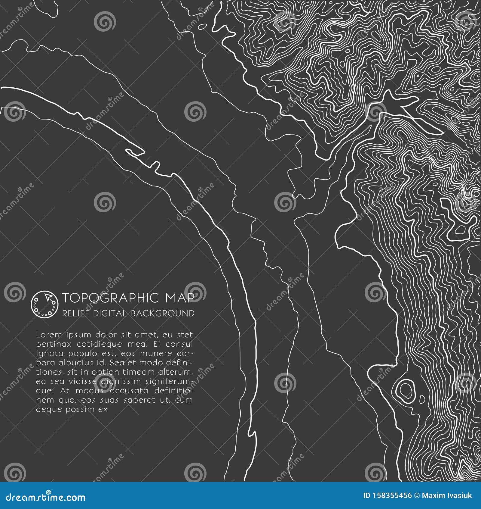 Topographic Map Concept Black Thin Line Card Background. Vector ...