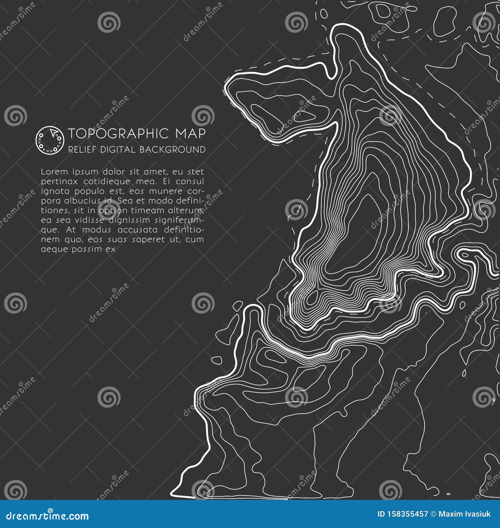 Topographic Map Concept Black Thin Line Card Background. Vector ...