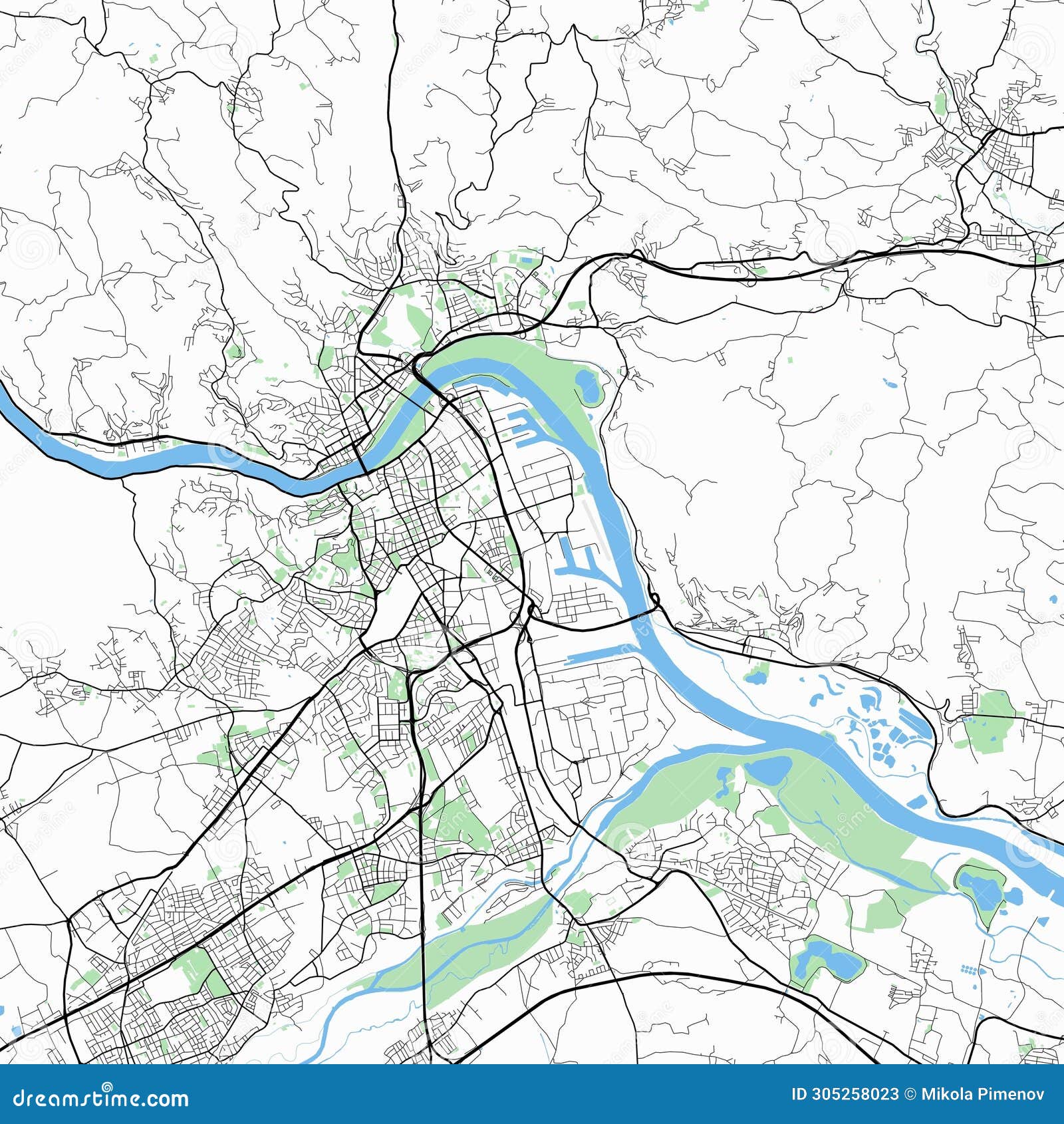Map of Linz. stock illustration. Illustration of wind - 305258023