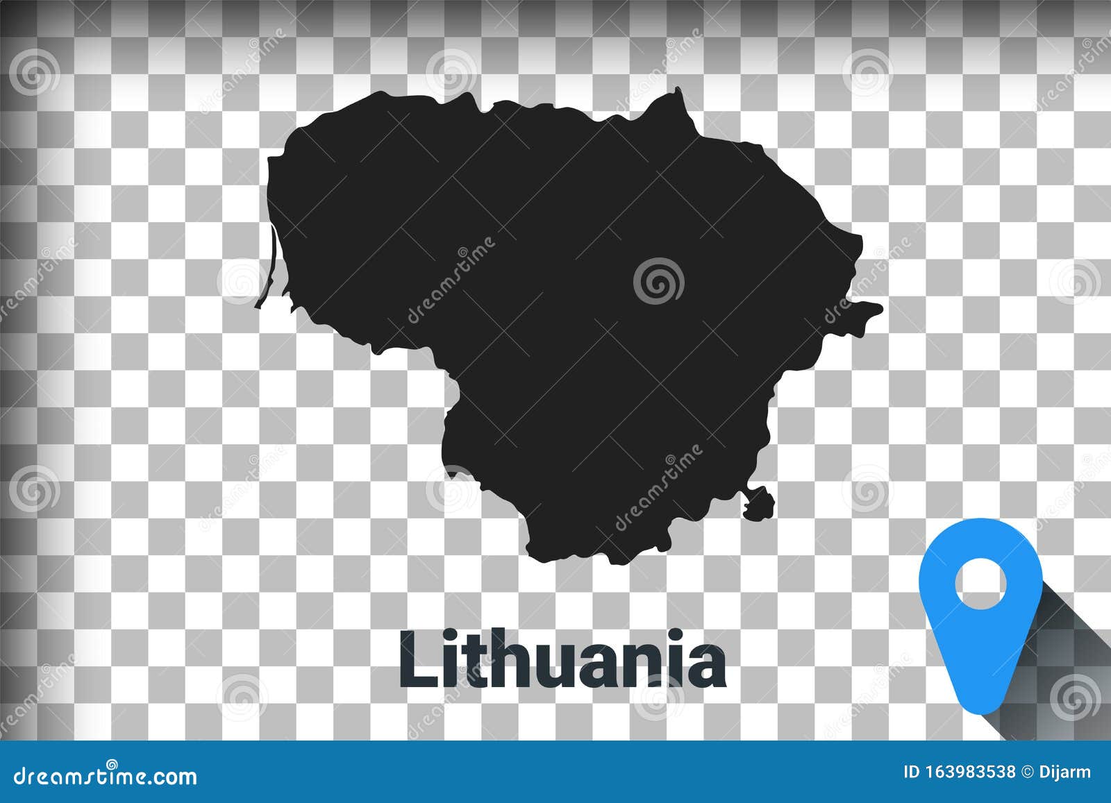 Map of Lithuania, Black Map on a Transparent Background. Alpha Channel ...