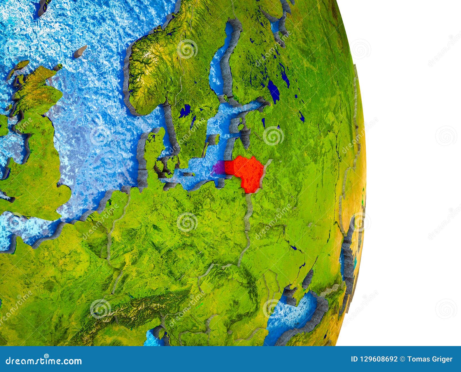 Map of Lithuania on 3D Earth Stock Illustration - Illustration of ...