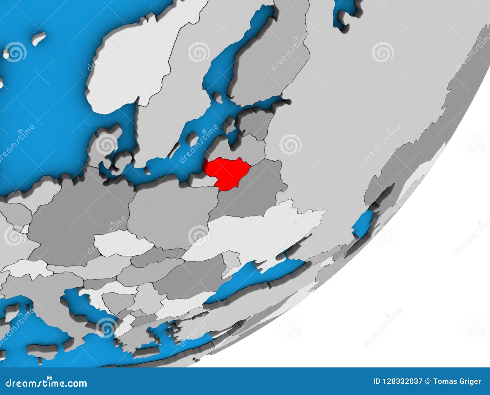 Map of Lithuania on 3D Globe Stock Illustration - Illustration of ...