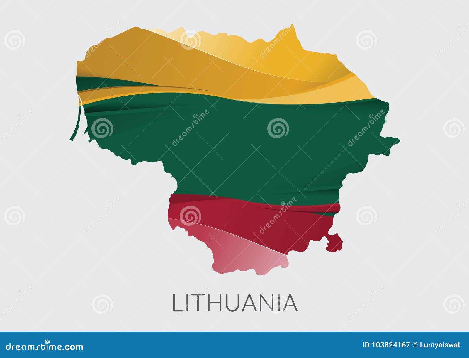 Map of Lithuania with Flag As Texture Stock Vector - Illustration of ...