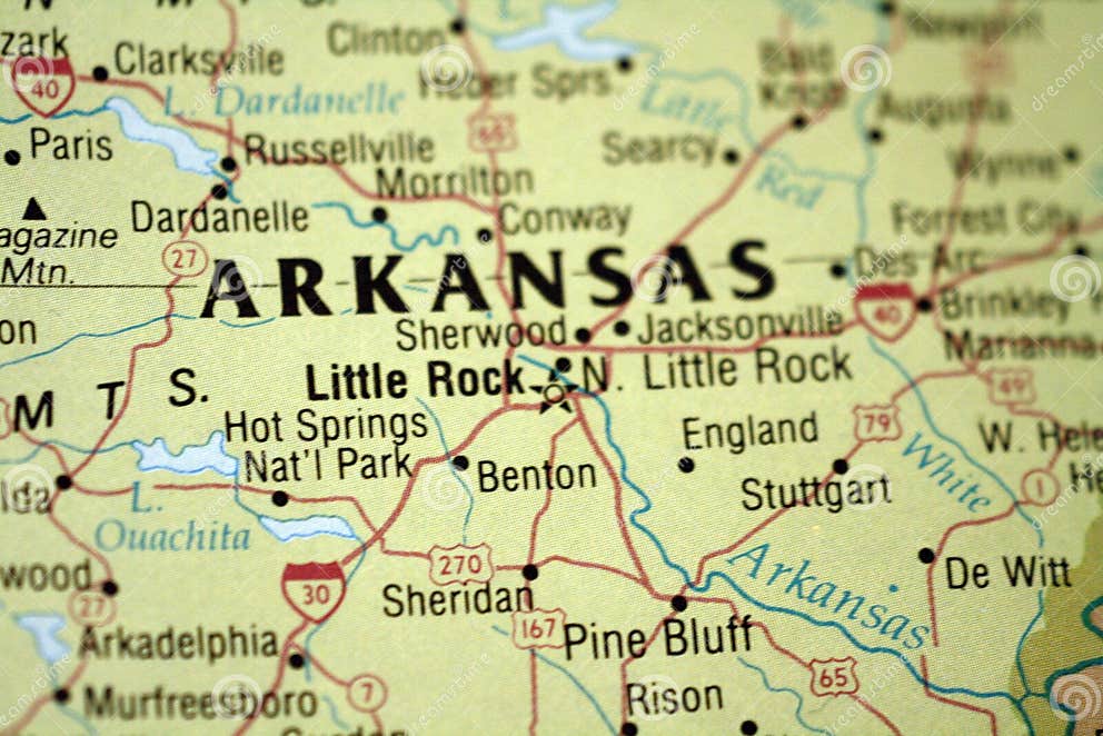 Map of Little Rock Arkansas Stock Photo - Image of direction, rock: 5033608