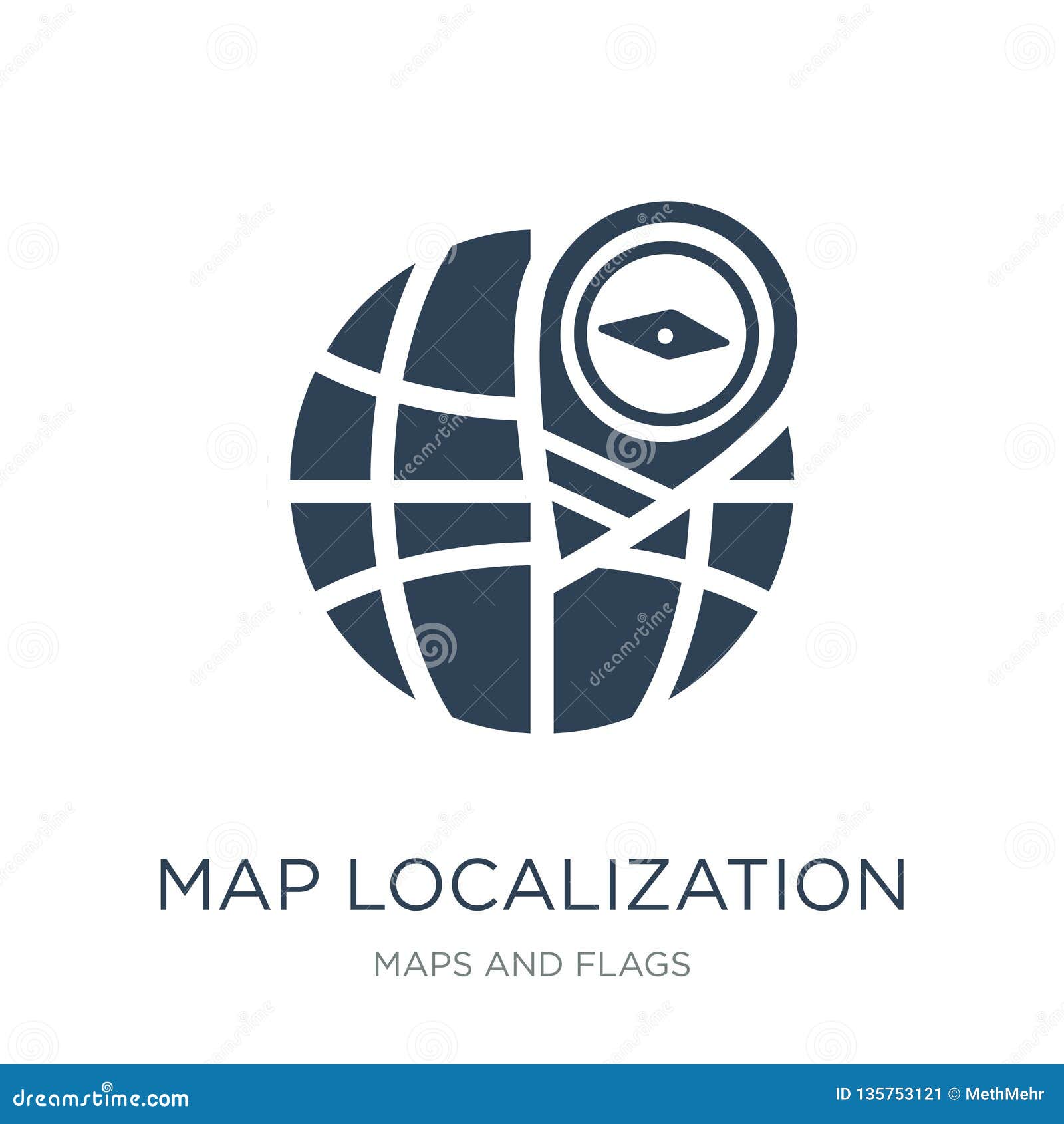 Map Localization Icon In Trendy Design Style. Map Localization Icon ...