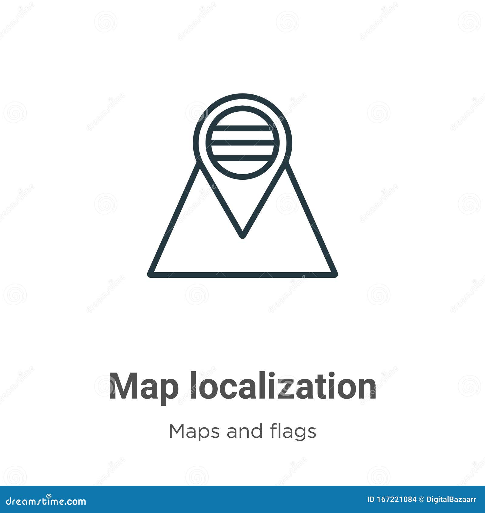 Outline Map Localization Vector Icon. Isolated Black Simple Line ... Outline Map Localization Vector Icon. Isolated Black Simple Line ...