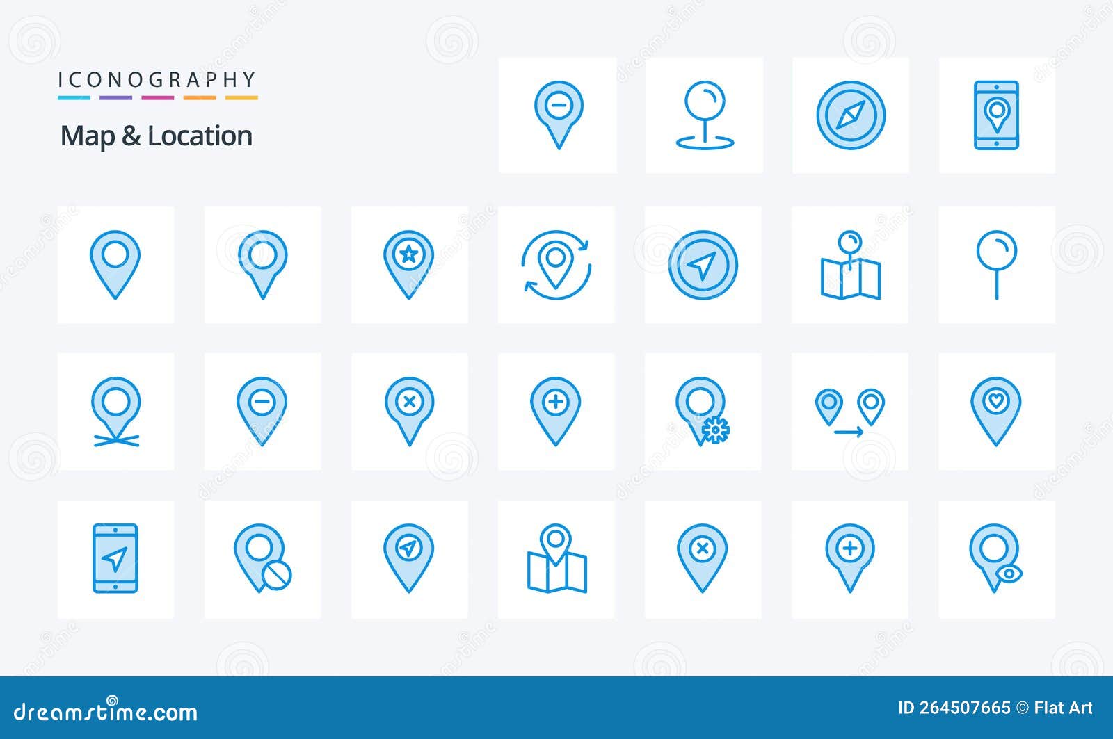 25 Map Location Blue Icon Pack Stock Vector - Illustration of star ...