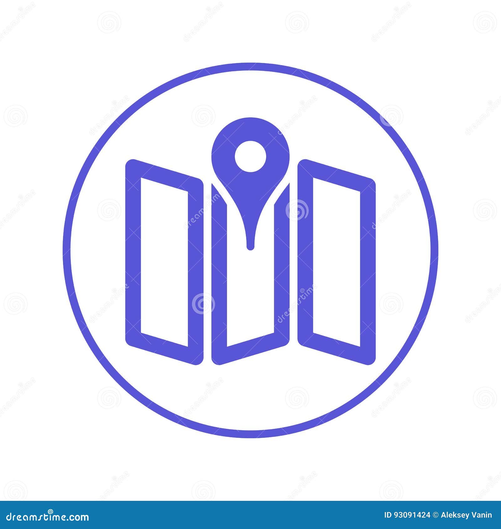 Map Location Circular Line Icon. Round Sign. Flat Style Vector Symbol ...