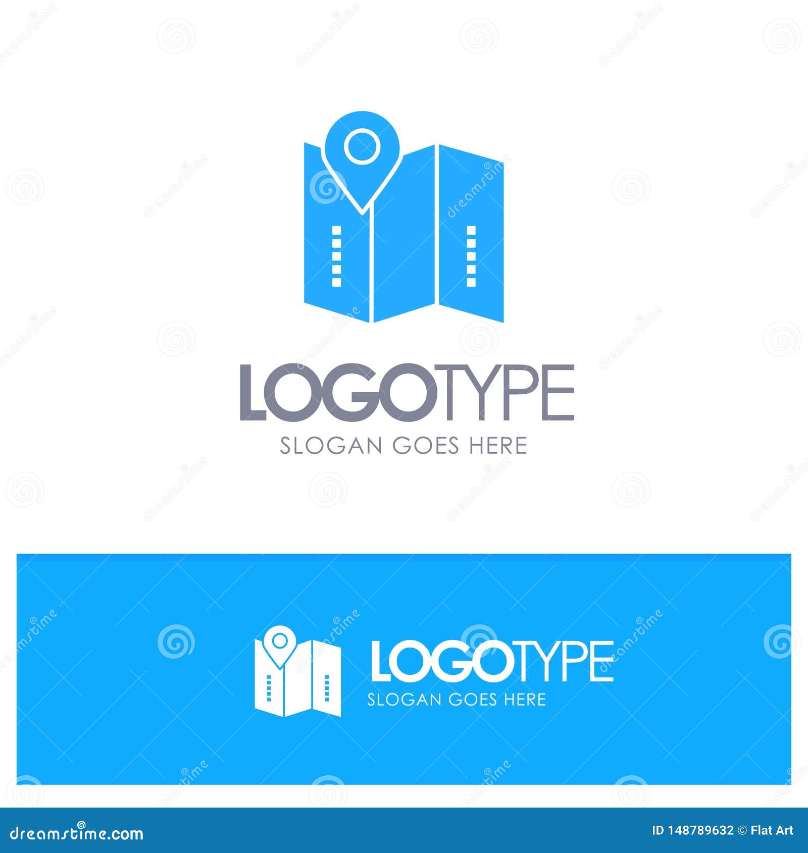 Map, Location, Directions, Location, Blue Solid Logo with Place for ...