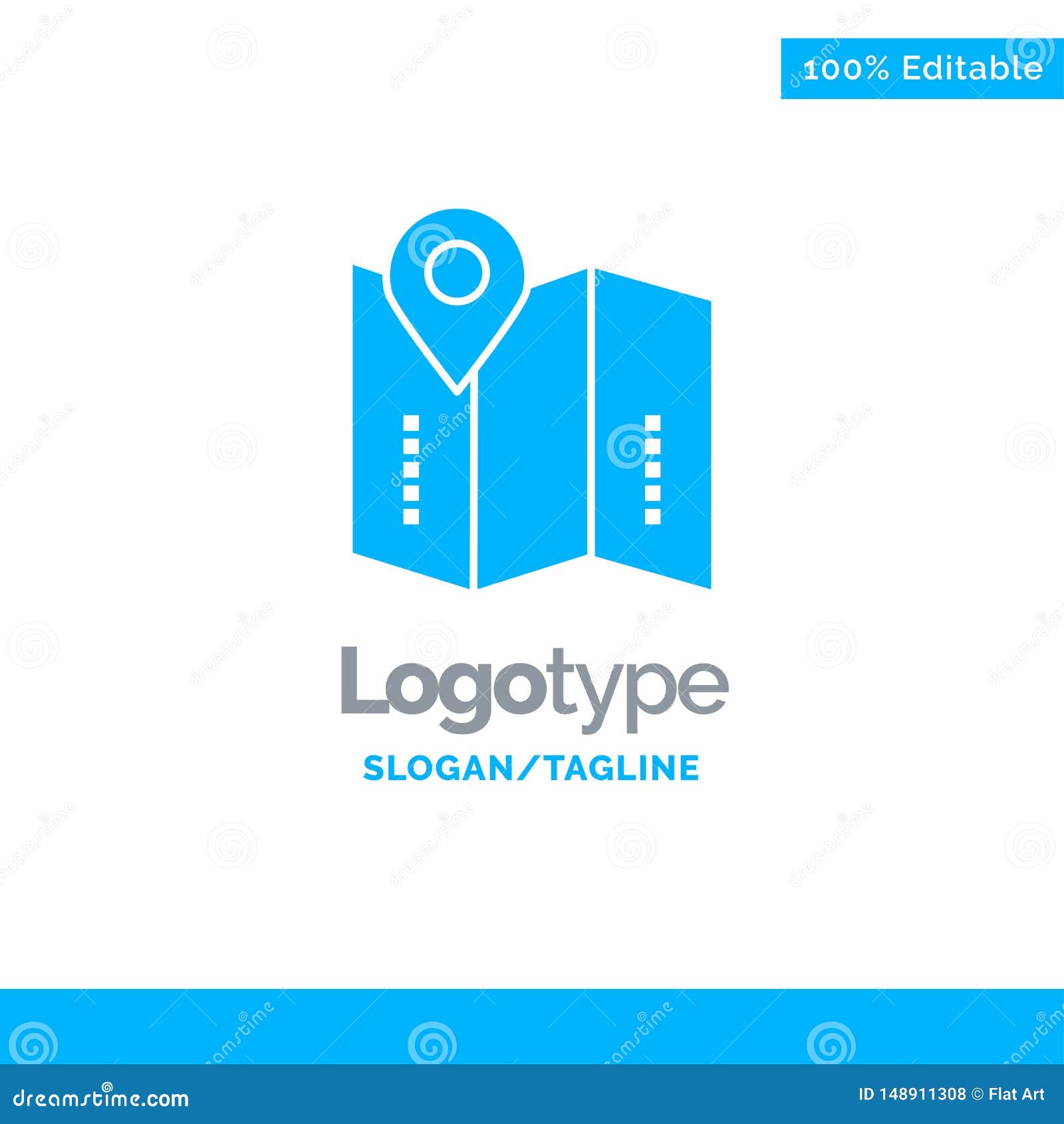 Map, Location, Directions, Location, Blue Solid Logo Template. Place ...