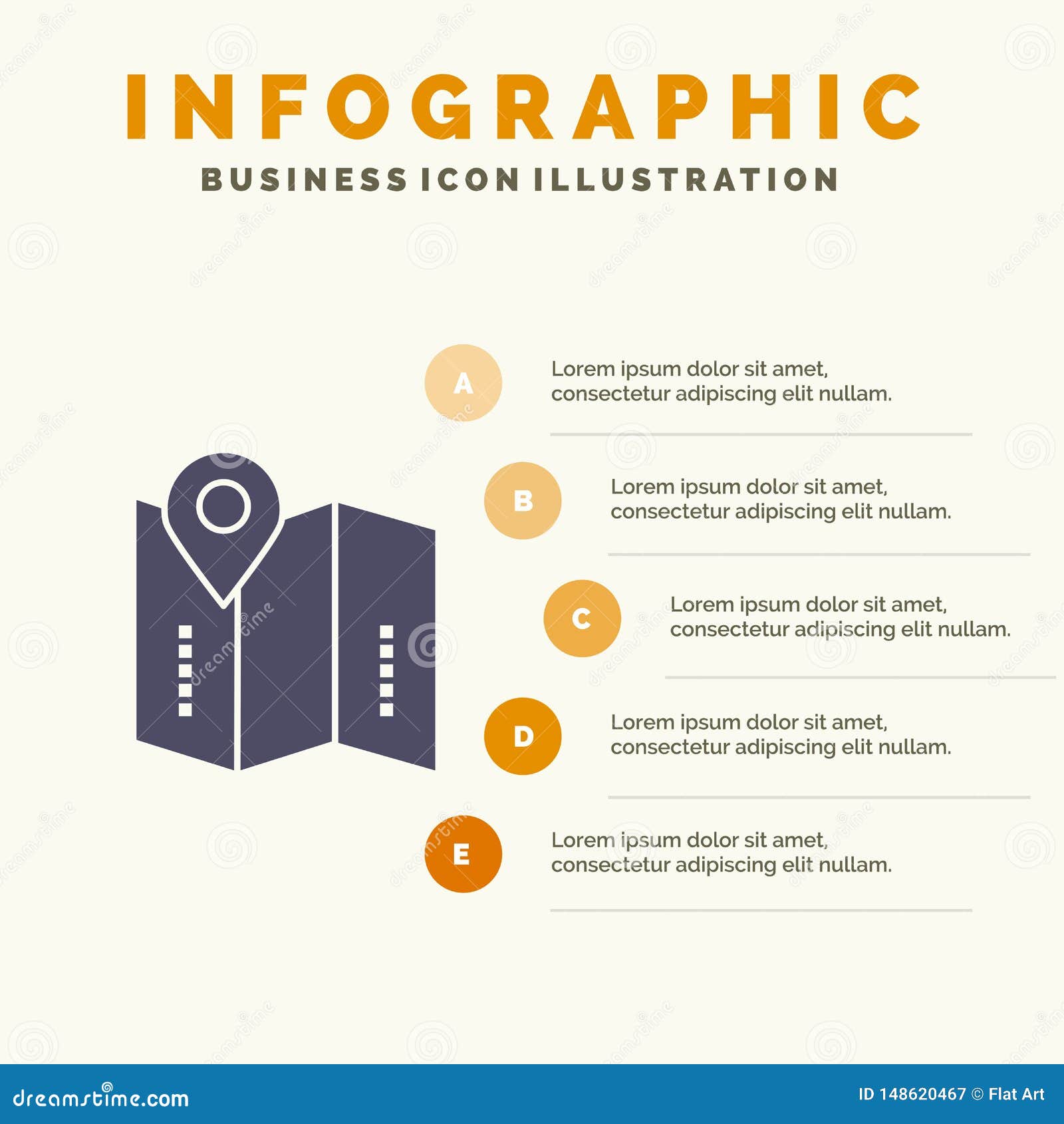 Map, Location, Directions, Location, Solid Icon Infographics 5 Steps ...