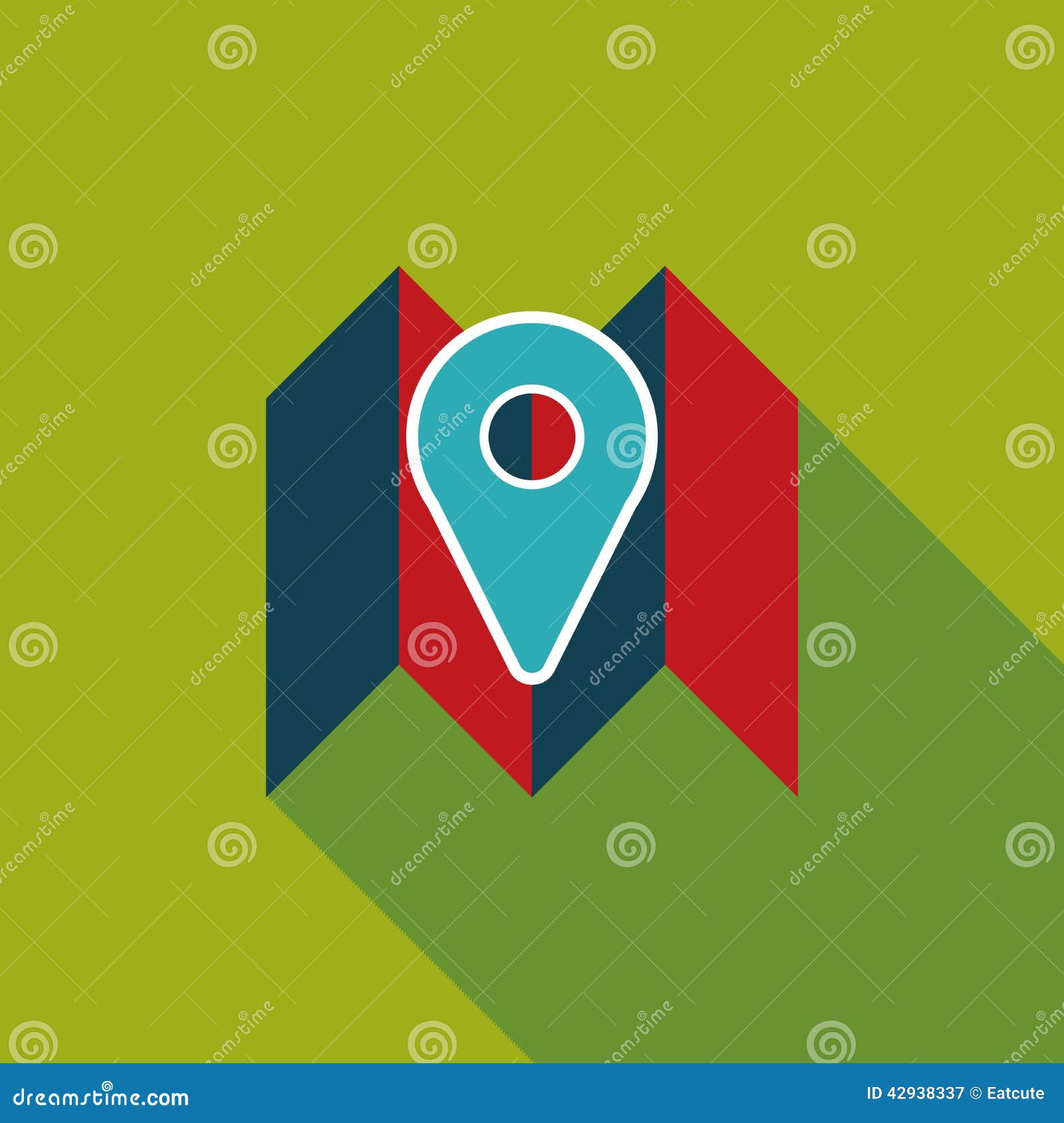 Map Location Flat Icon with Long Shadow Stock Vector - Illustration of ...