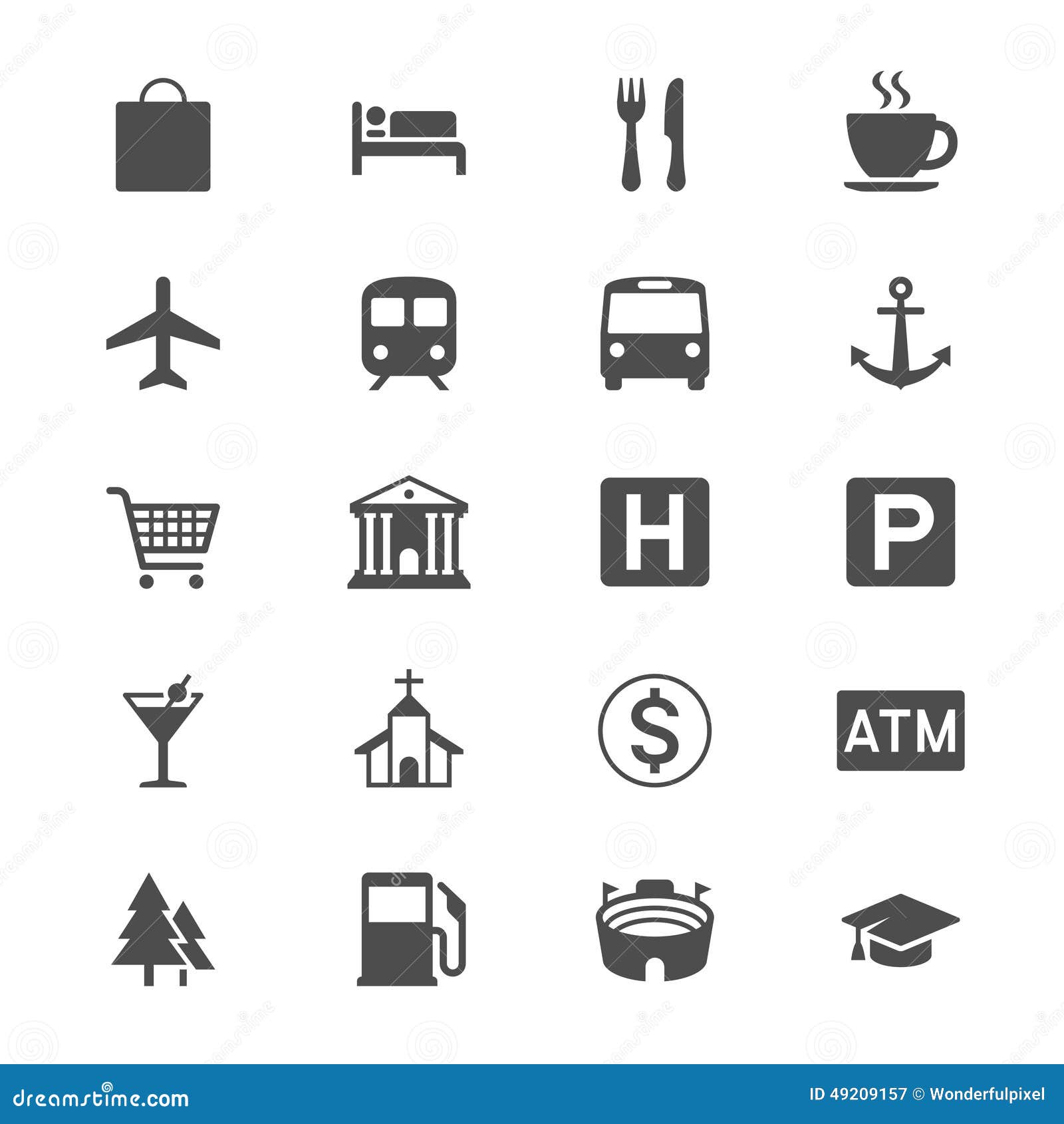 Map and Location Flat Icons Stock Vector - Illustration of park, museum ...
