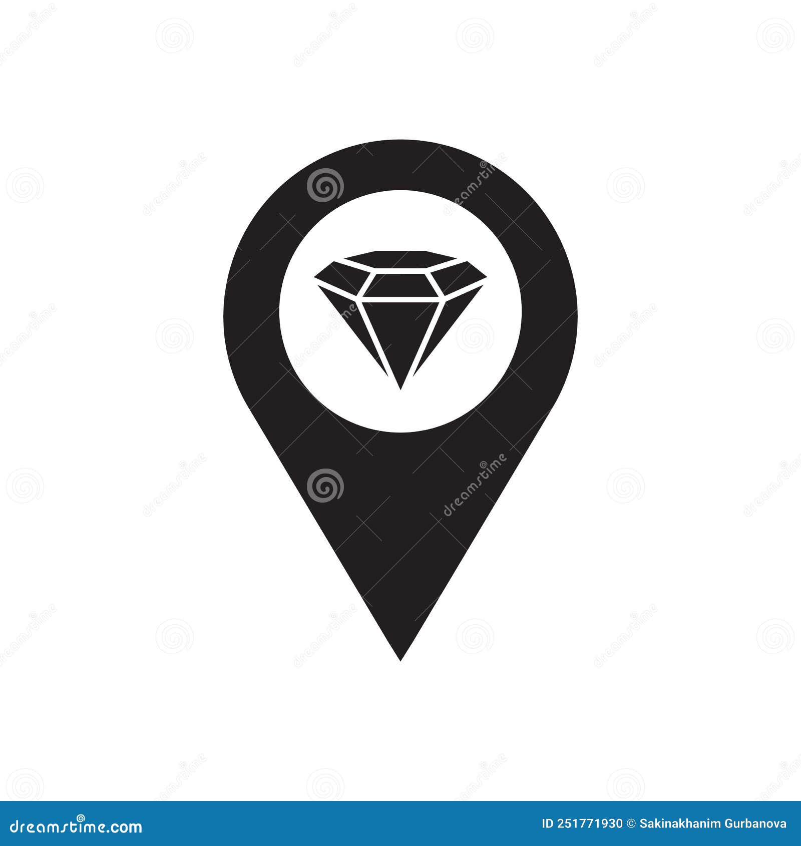 Map Location Icon Conception with Diamond Ring Icon in Trendy Flat ...