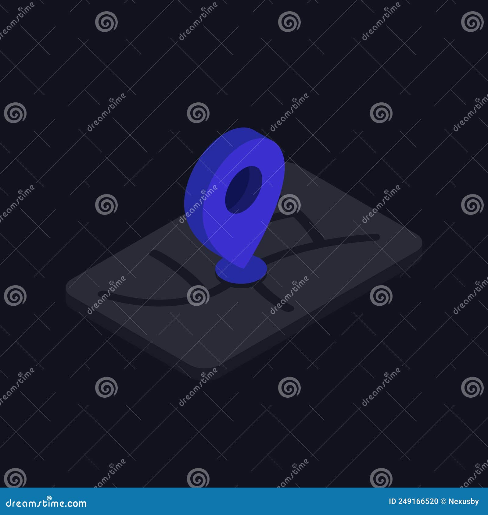 Map and Location Icon, Dark Isometric Design Stock Vector ...