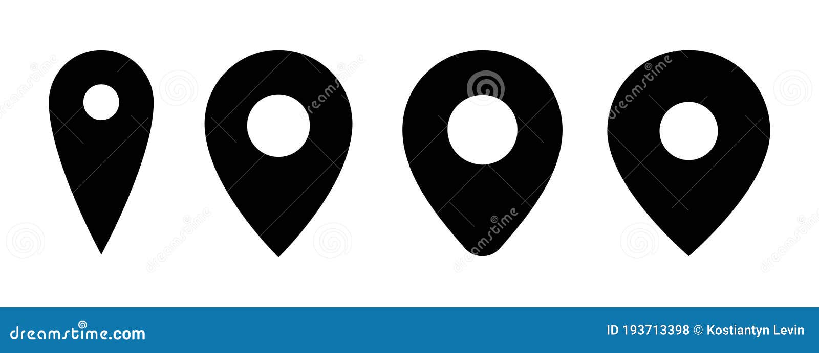 Map Location Icon. Rounded Simple Map Mark, Black Pin On White ...