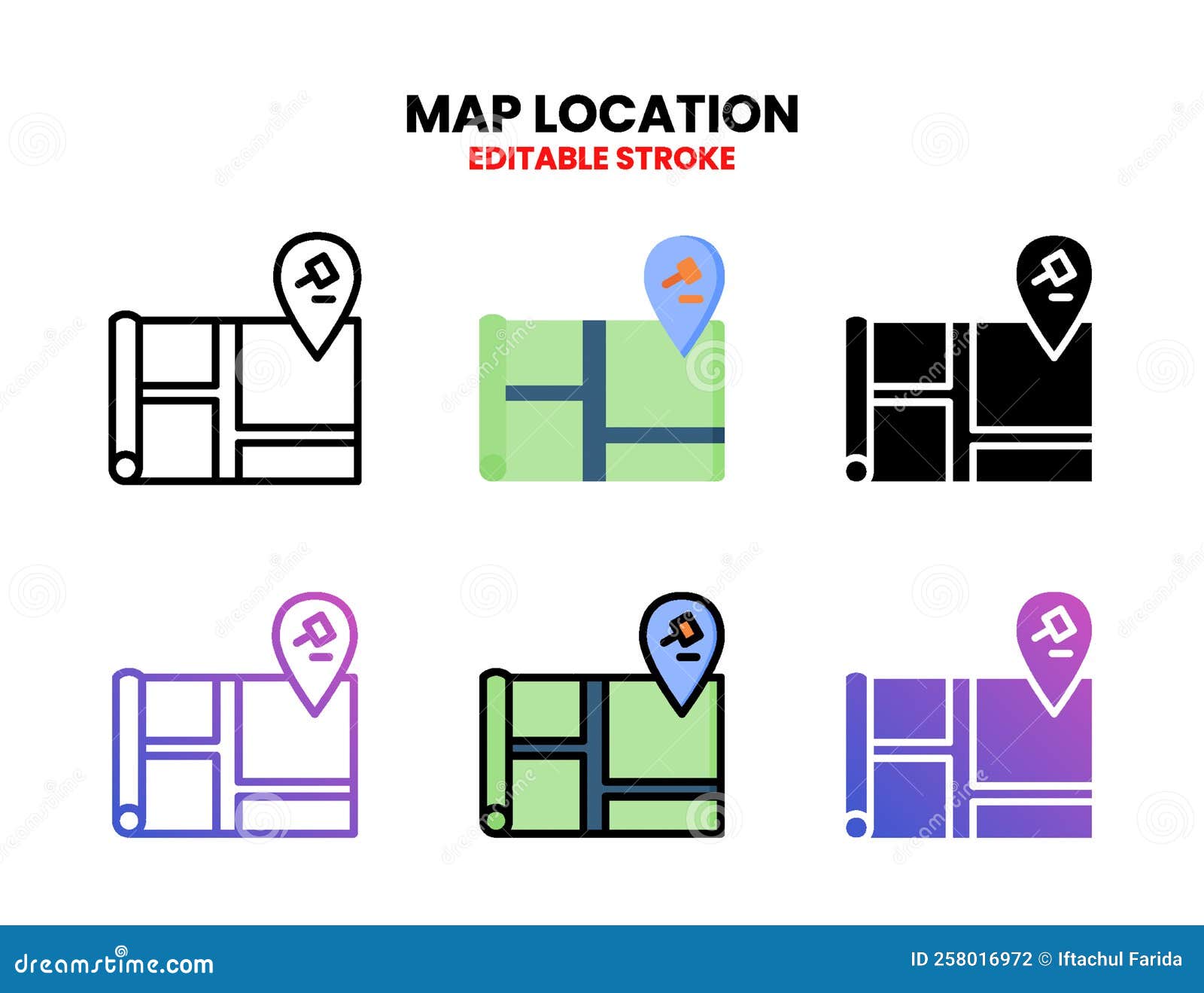 Map Location Icon Set with Different Styles. Stock Vector ...