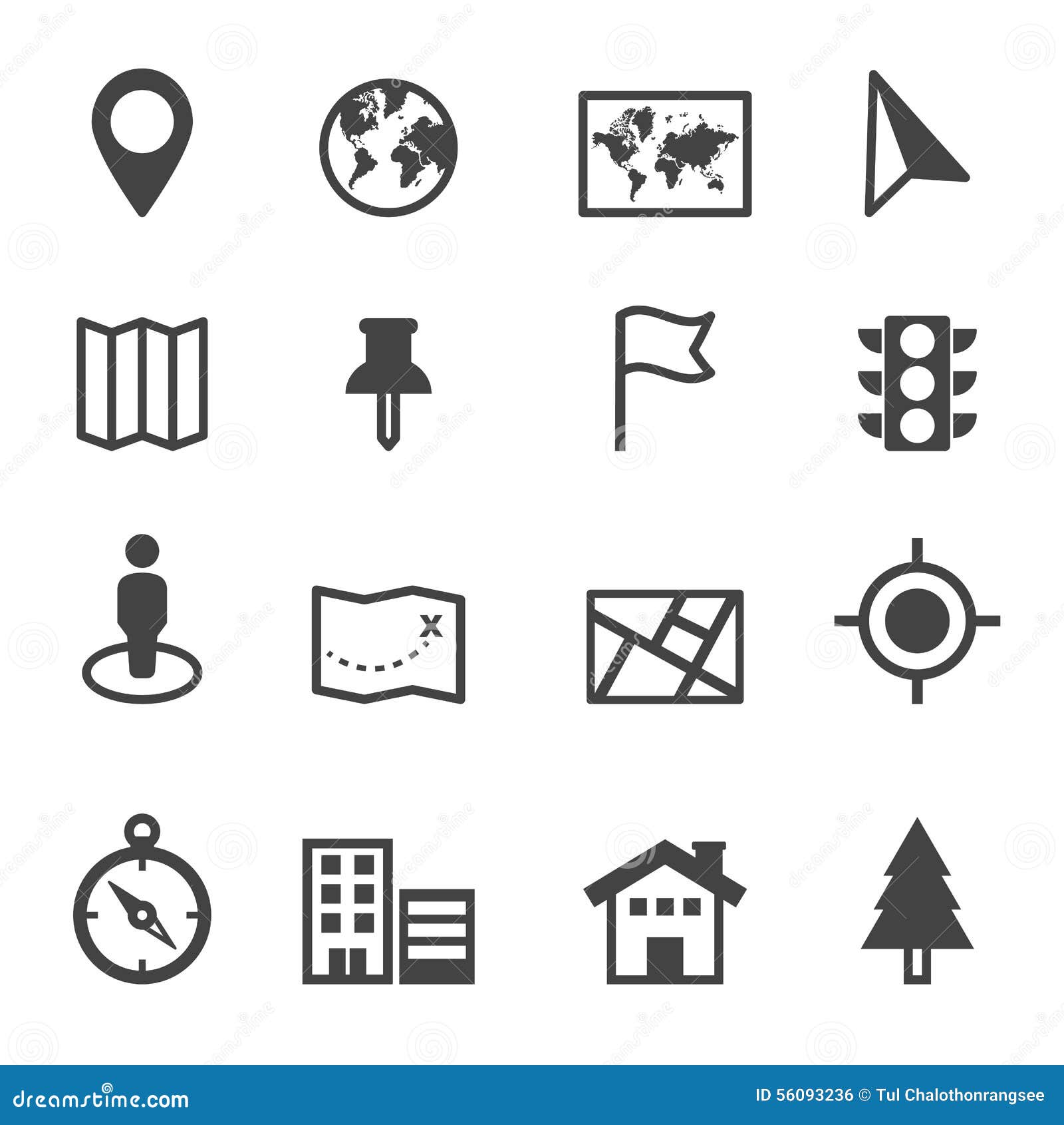 Map and location icons stock vector. Illustration of global - 56093236