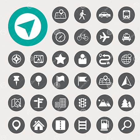 Map and Location Icons set stock vector. Illustration of location ...
