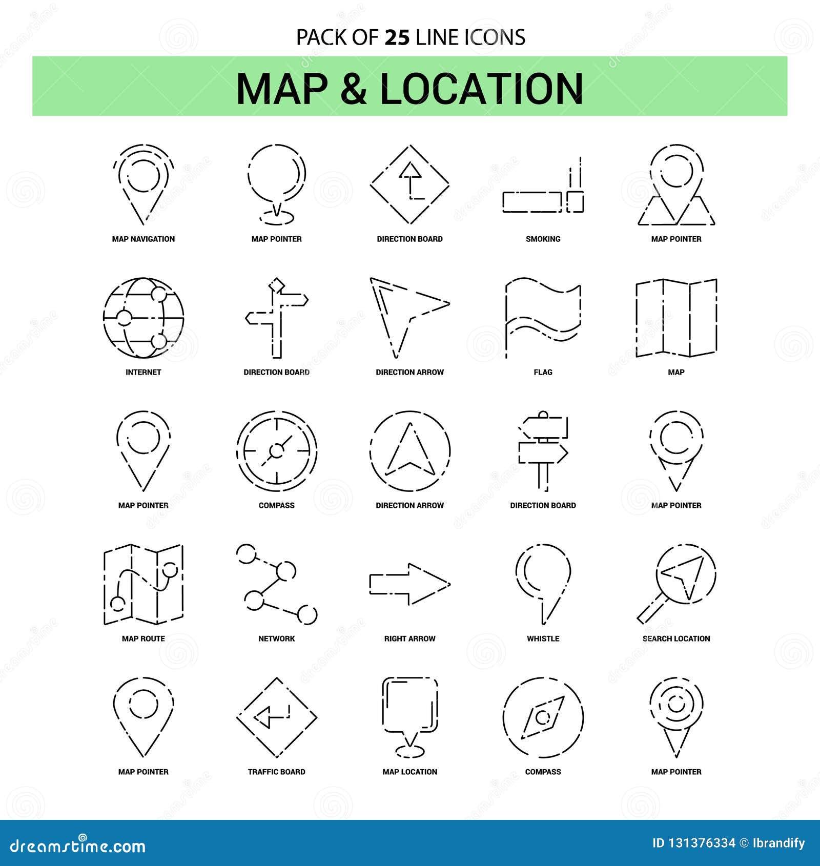 Map and Location Line Icon Set - 25 Dashed Outline Style Stock Vector ... Map and Location Line Icon Set - 25 Dashed Outline Style Stock Vector ...