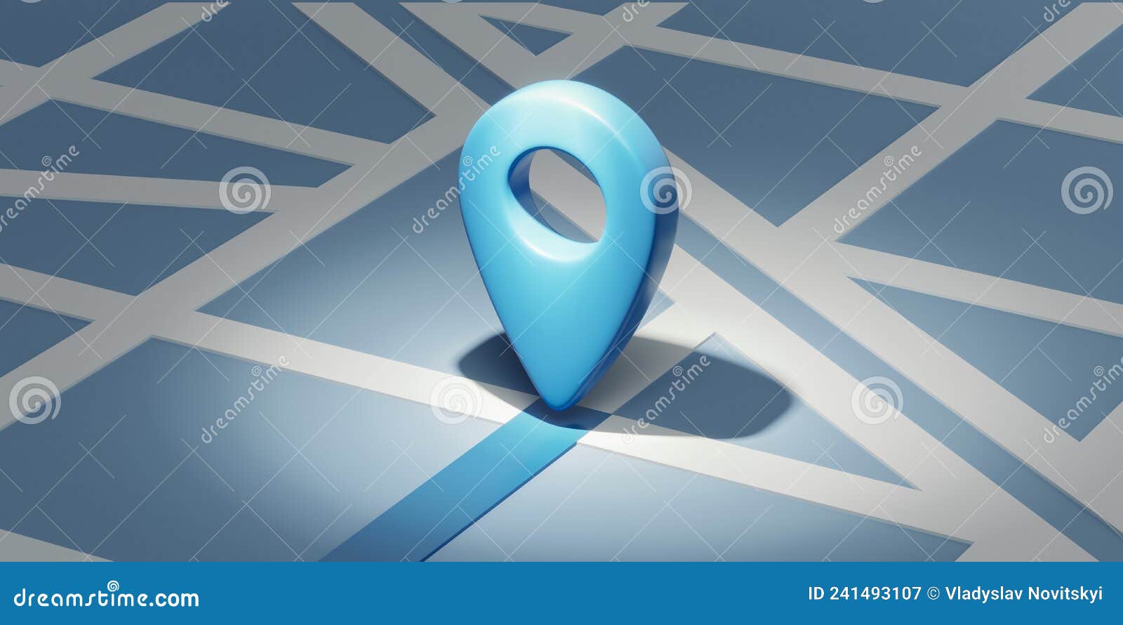Map or Location Locator Marker, Blue Navigation Icon on Blue Background ...