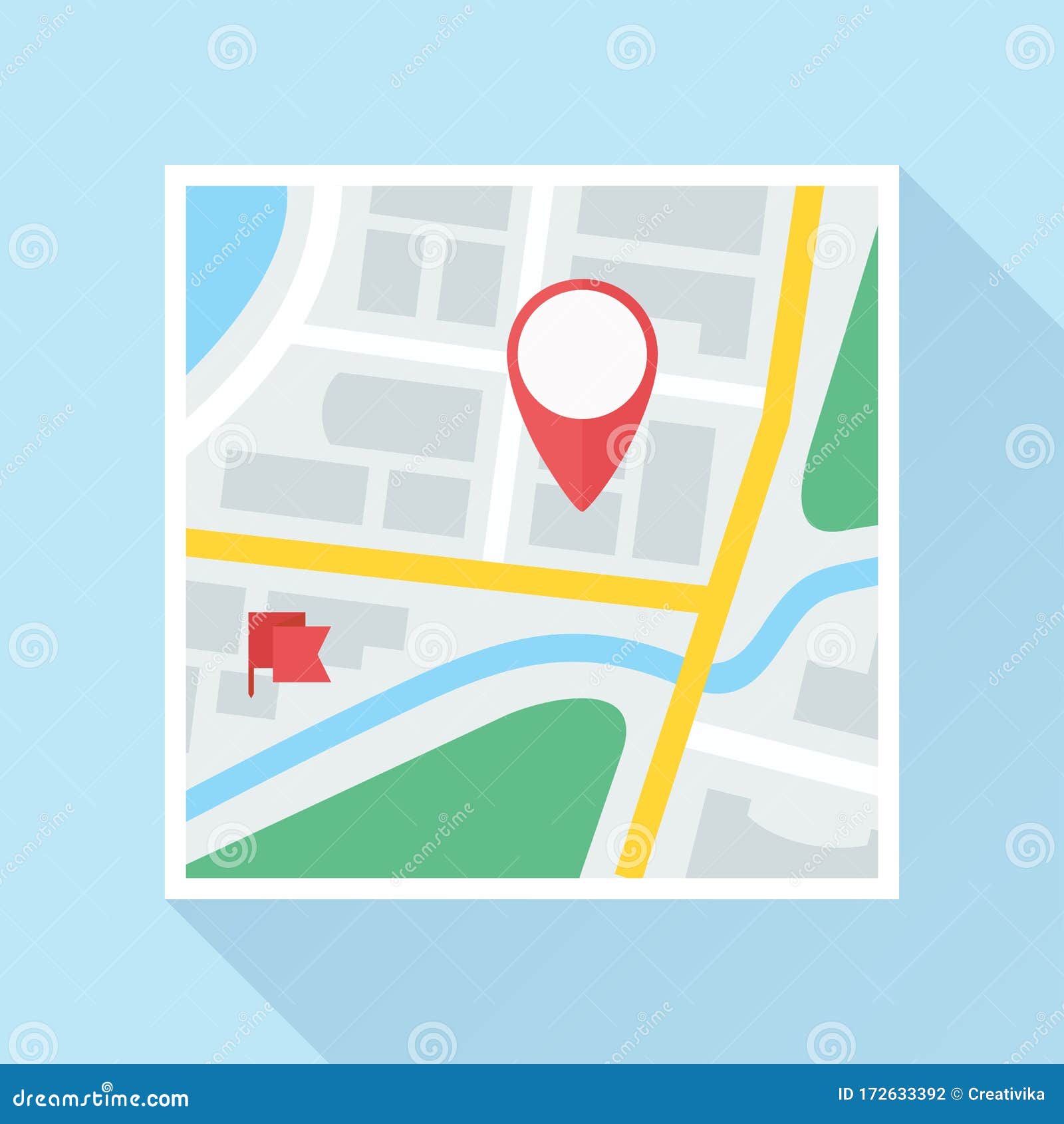 Map with Location Mark Flat Icon Stock Vector - Illustration of mark ...