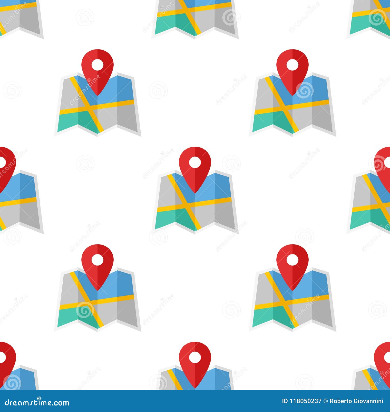 Map and Location Marker Seamless Pattern Stock Vector - Illustration of ...