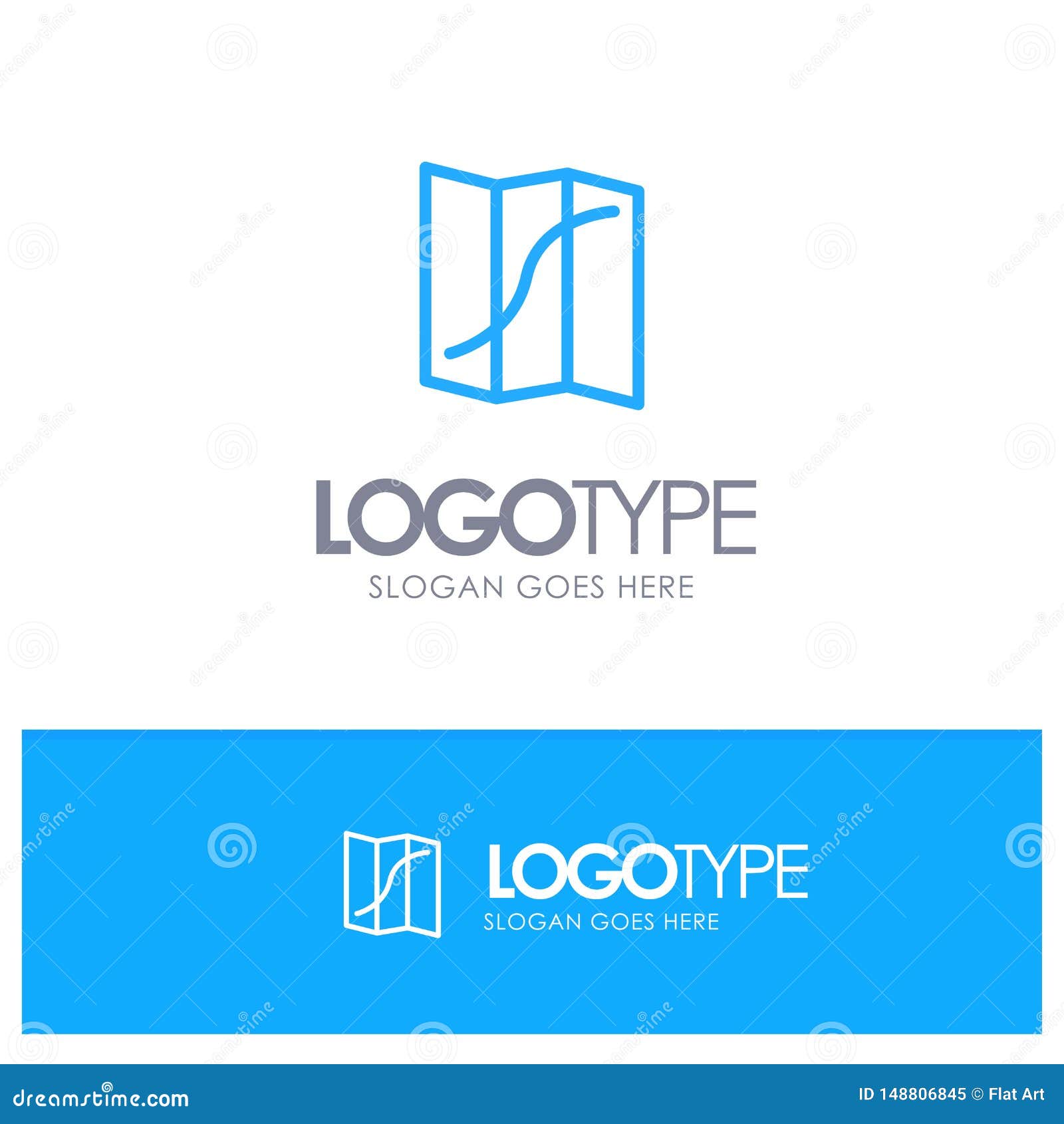 Map, Location, Navigation, Pin Blue Outline Logo Place for Tagline ...