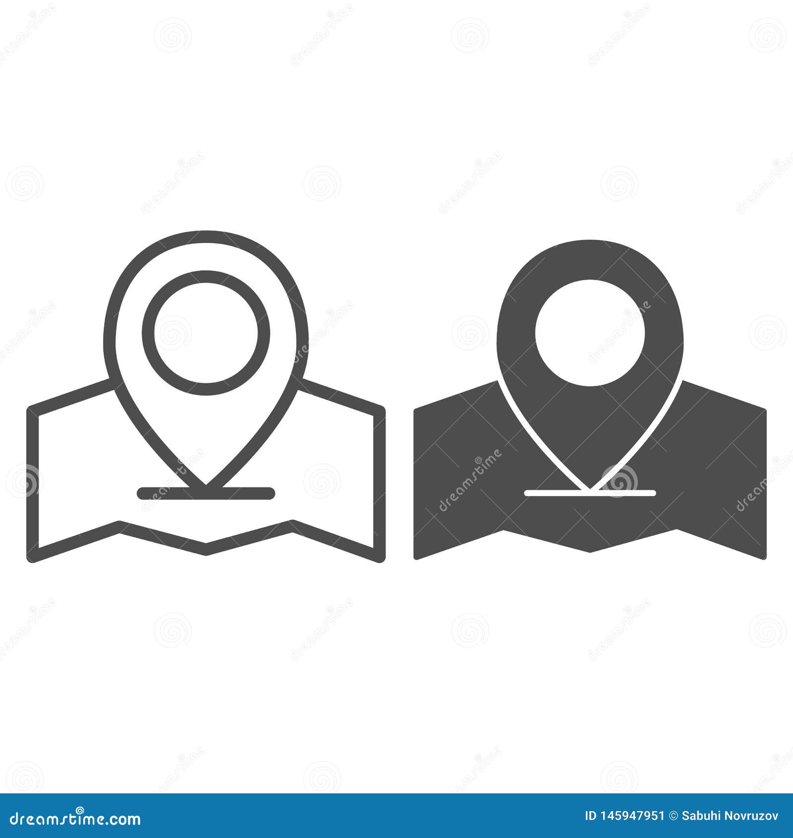 Map with Location Pin Line and Glyph Icon. Gps Vector Illustration ...