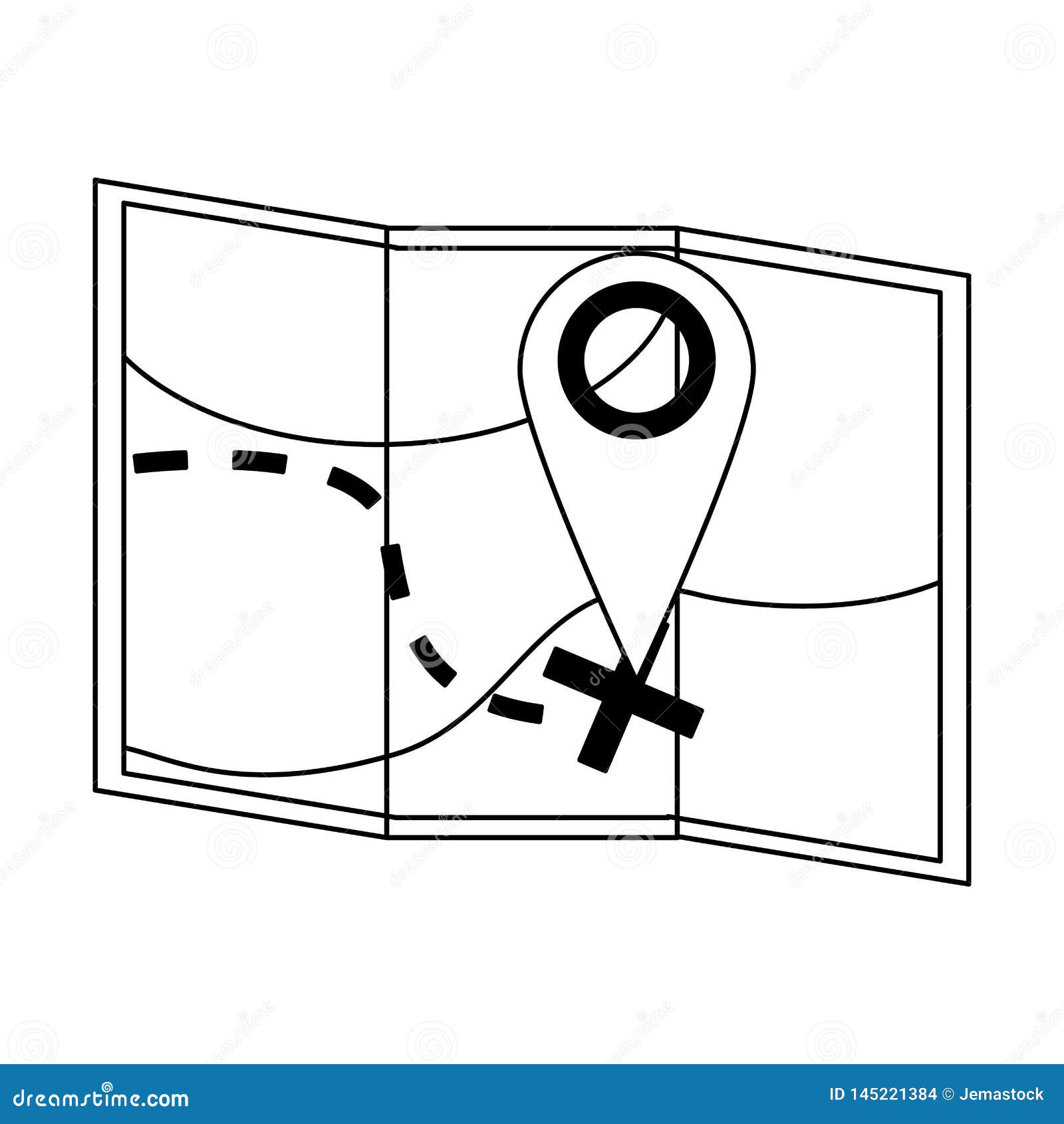 Map with Location Pin Symbol in Black and White Stock Vector ...