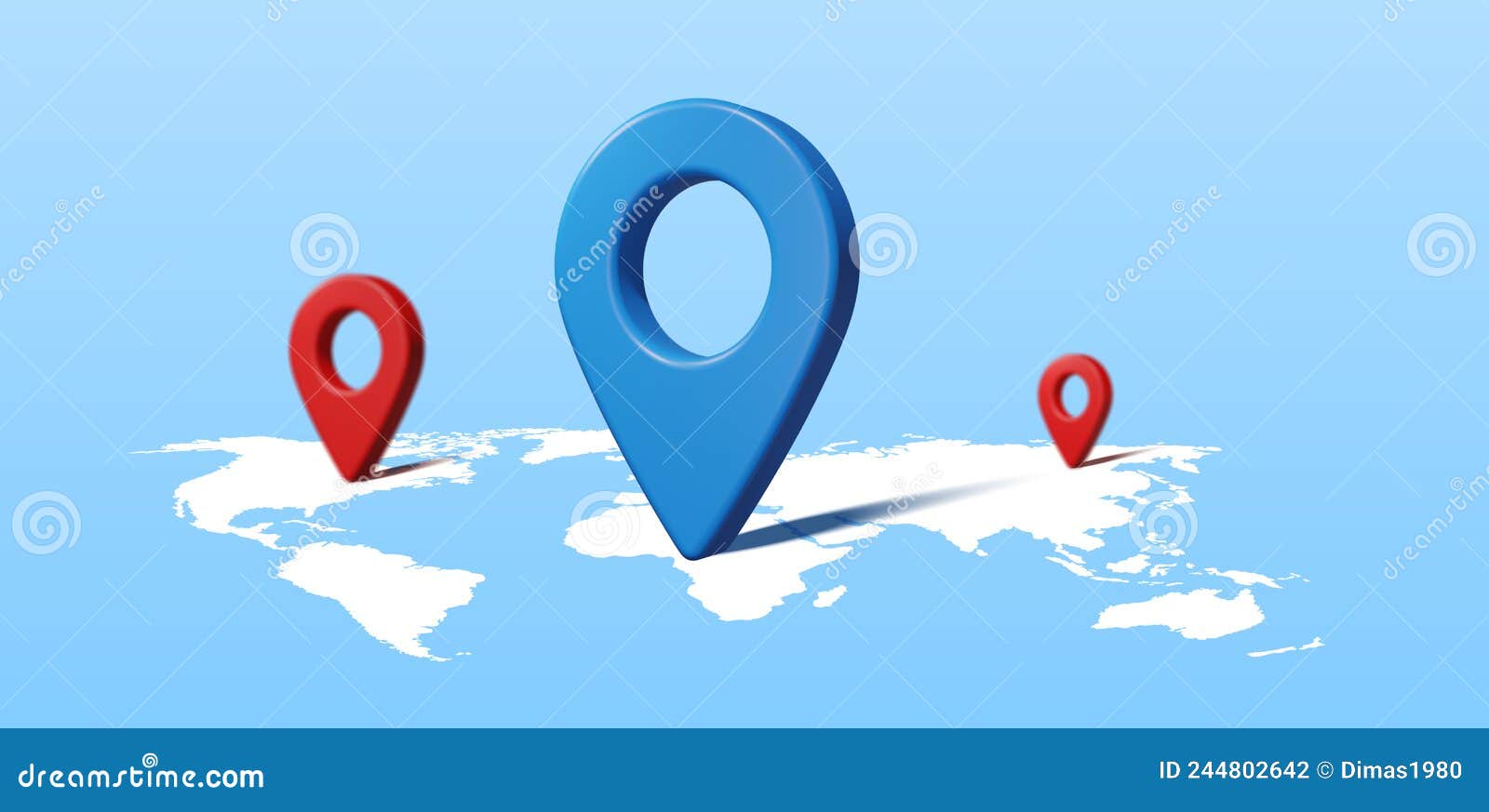 Map Location Pinpointer On World Map. 3D Render Stock Photography ...
