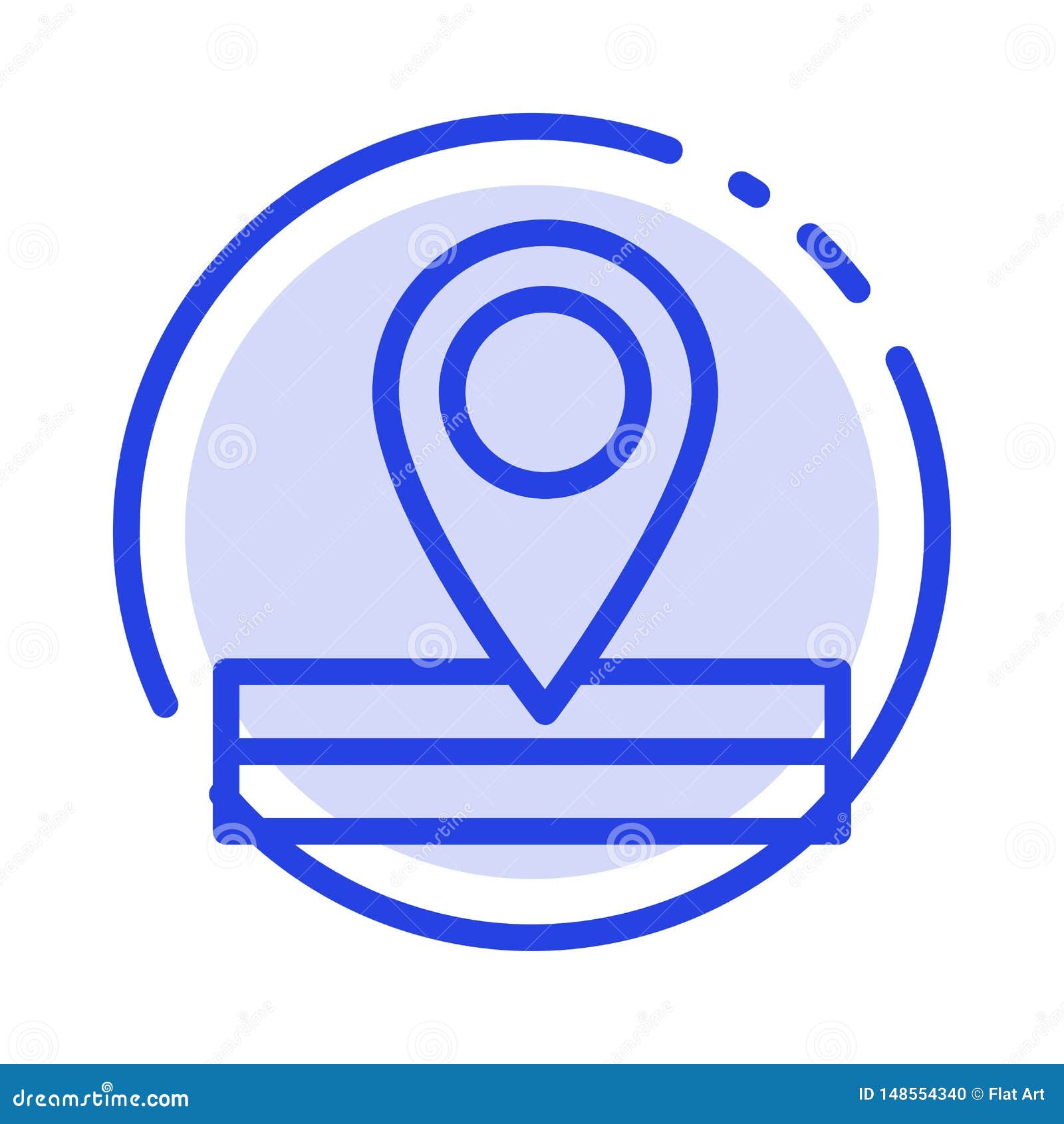 Map, Location, Place Blue Dotted Line Line Icon Stock Vector ...