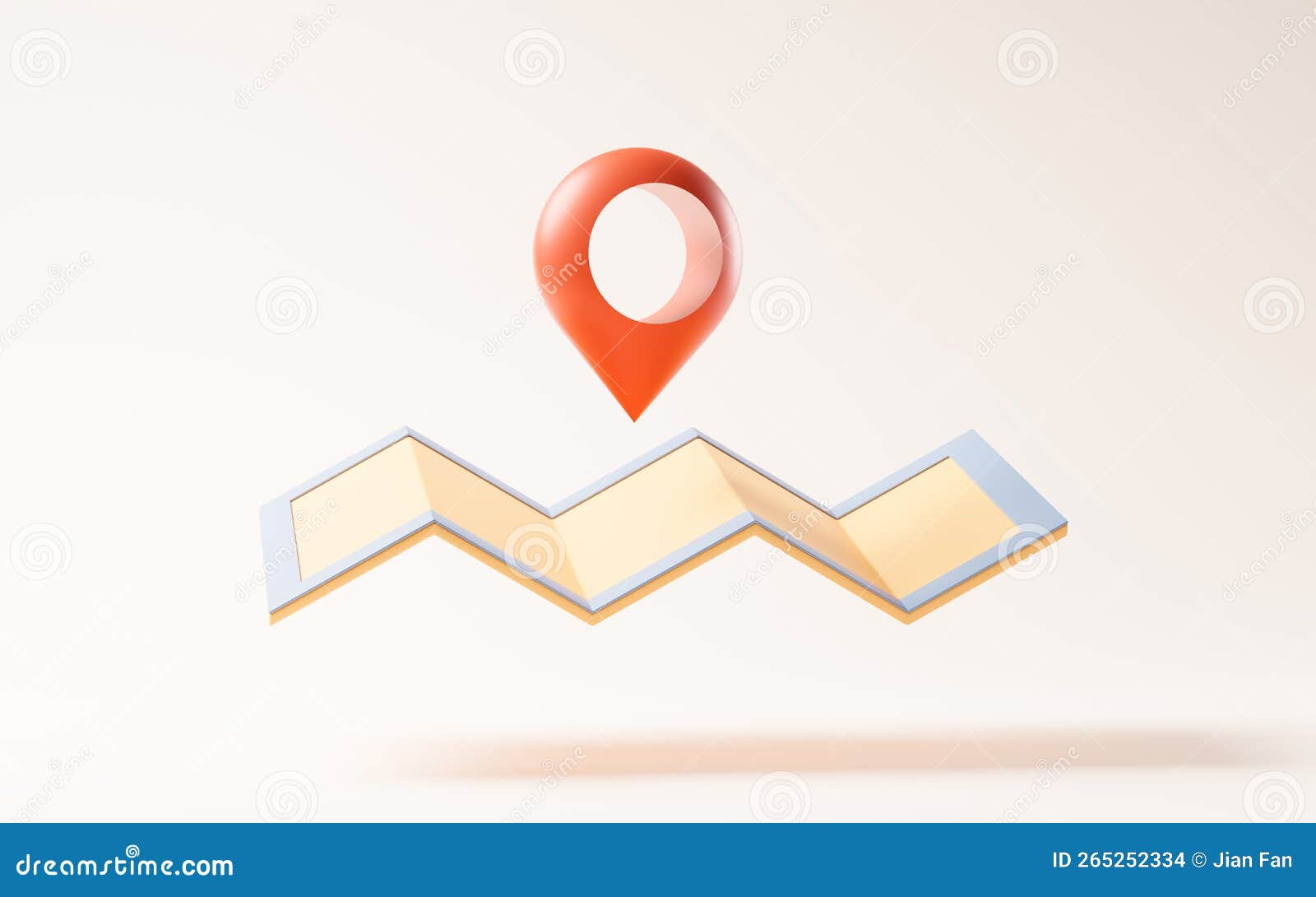 Map and Location Pointer with Cartoon Style, 3d Rendering Stock ...