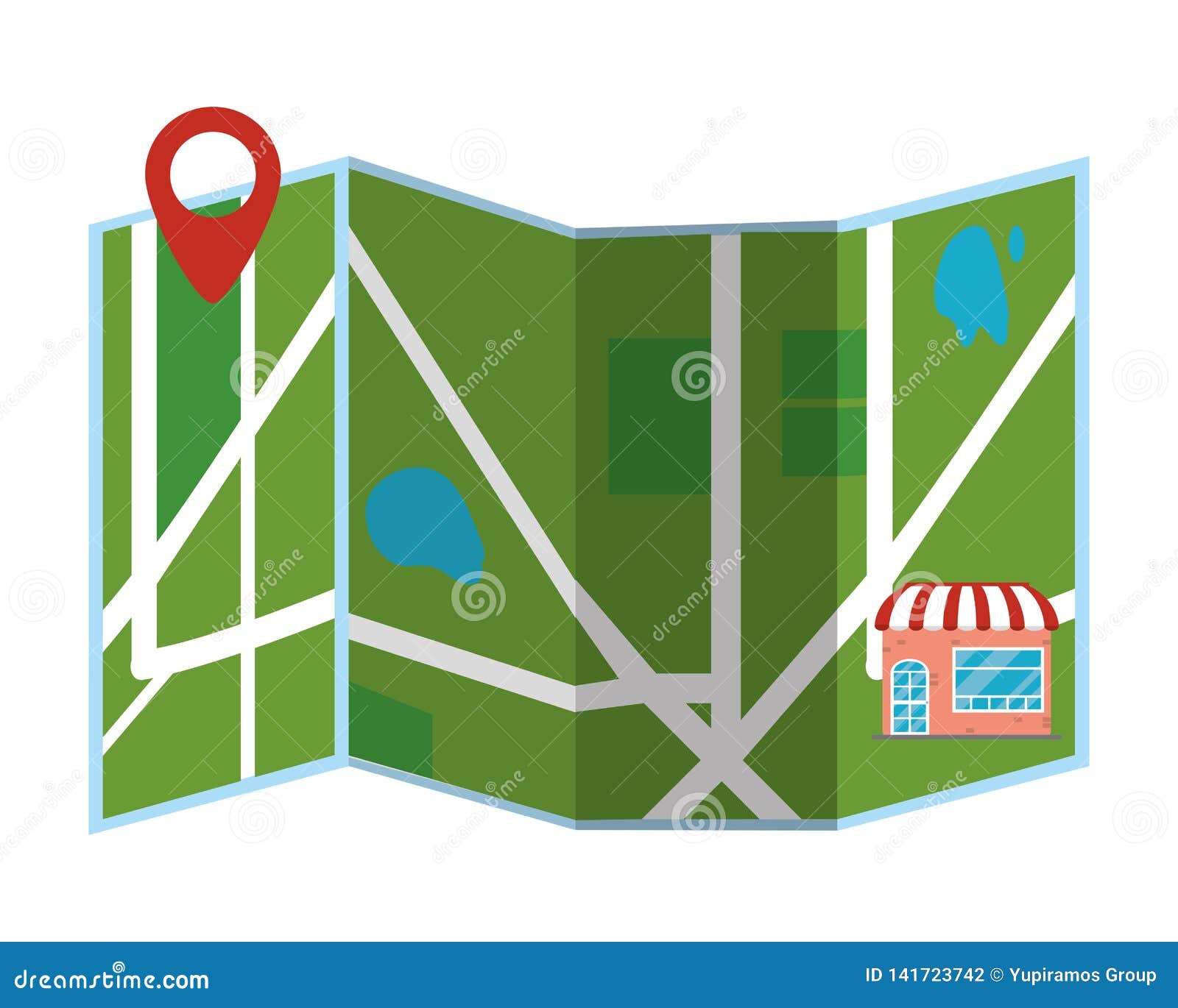 Map with location symbol stock vector. Illustration of products - 141723742