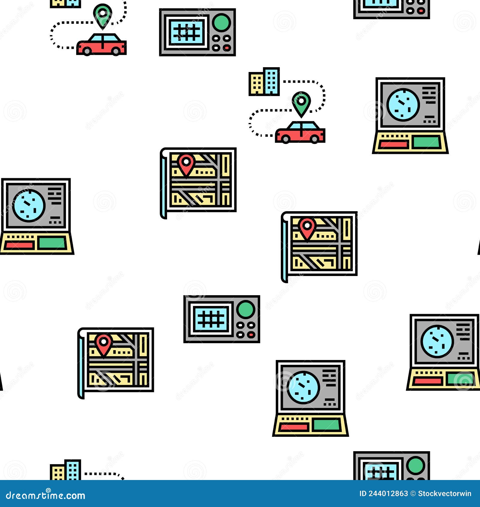 Map Location System Vector Seamless Pattern Stock Vector - Illustration ...