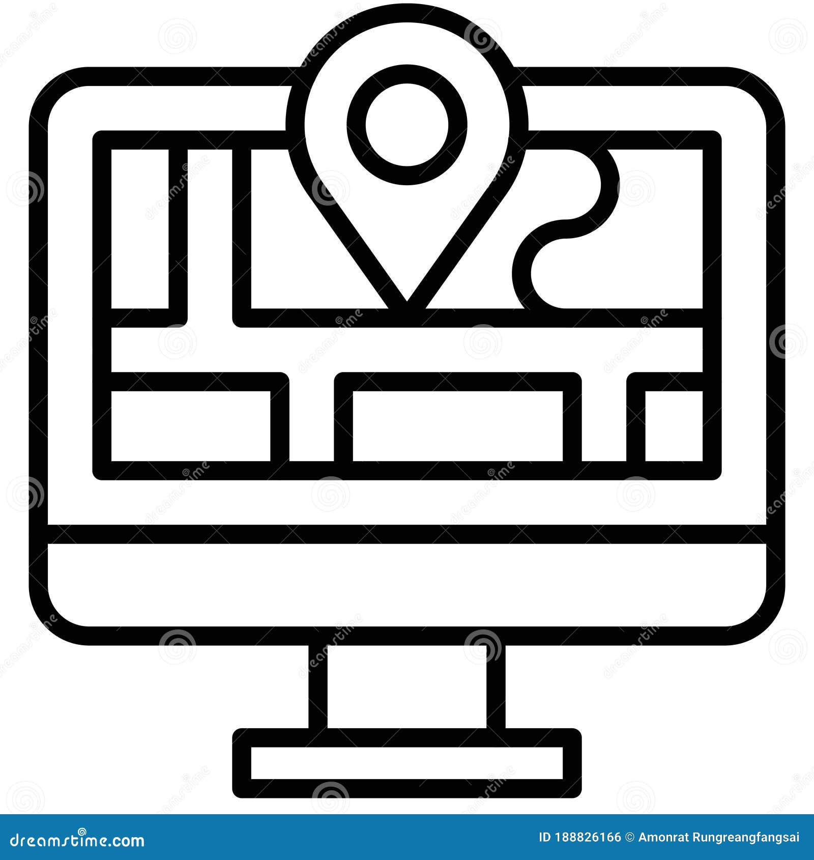 Map and Location, Telecommuting or Remote Work Icon Stock Vector ...