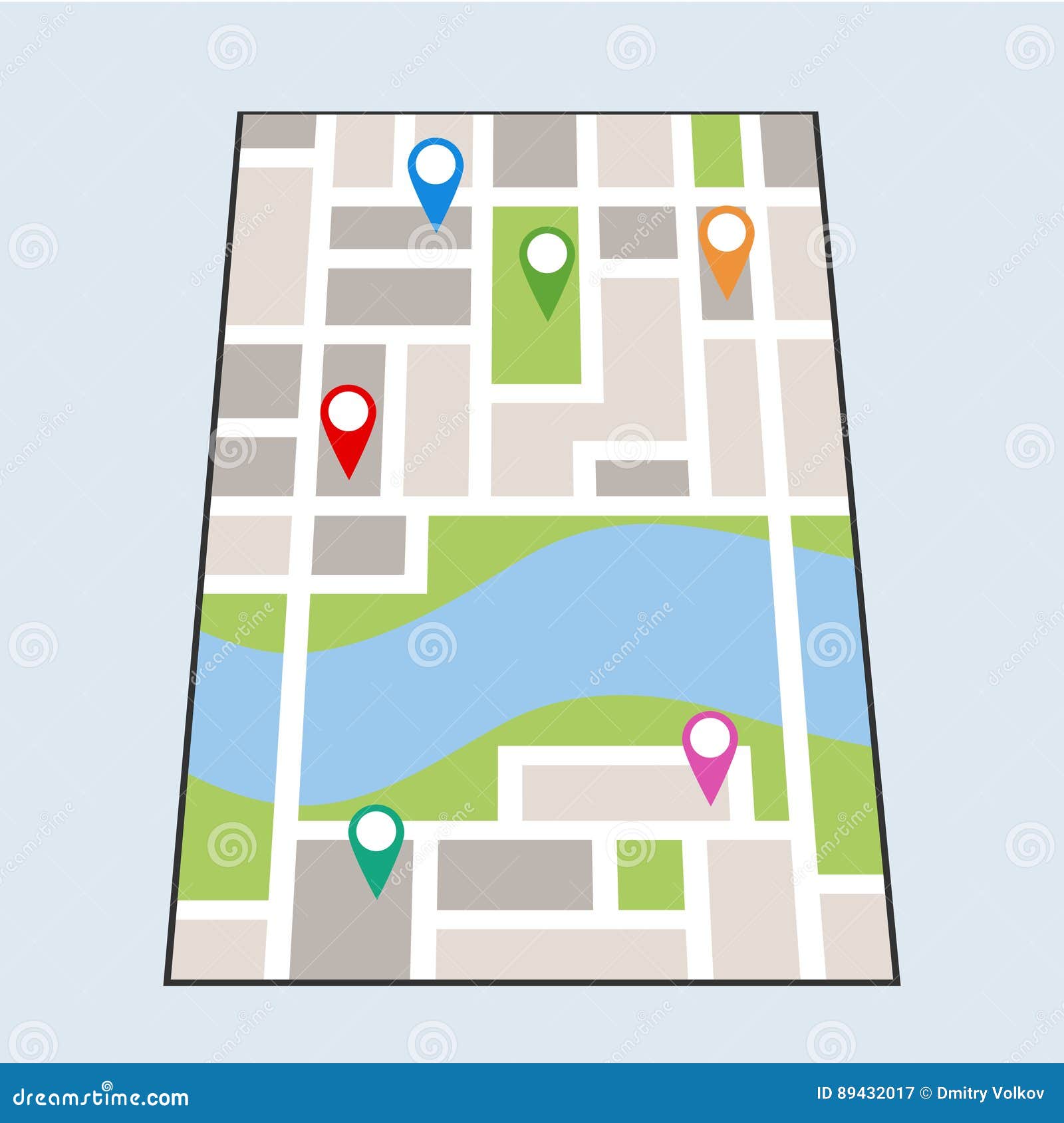 Map with locations stock vector. Illustration of mark - 89432017