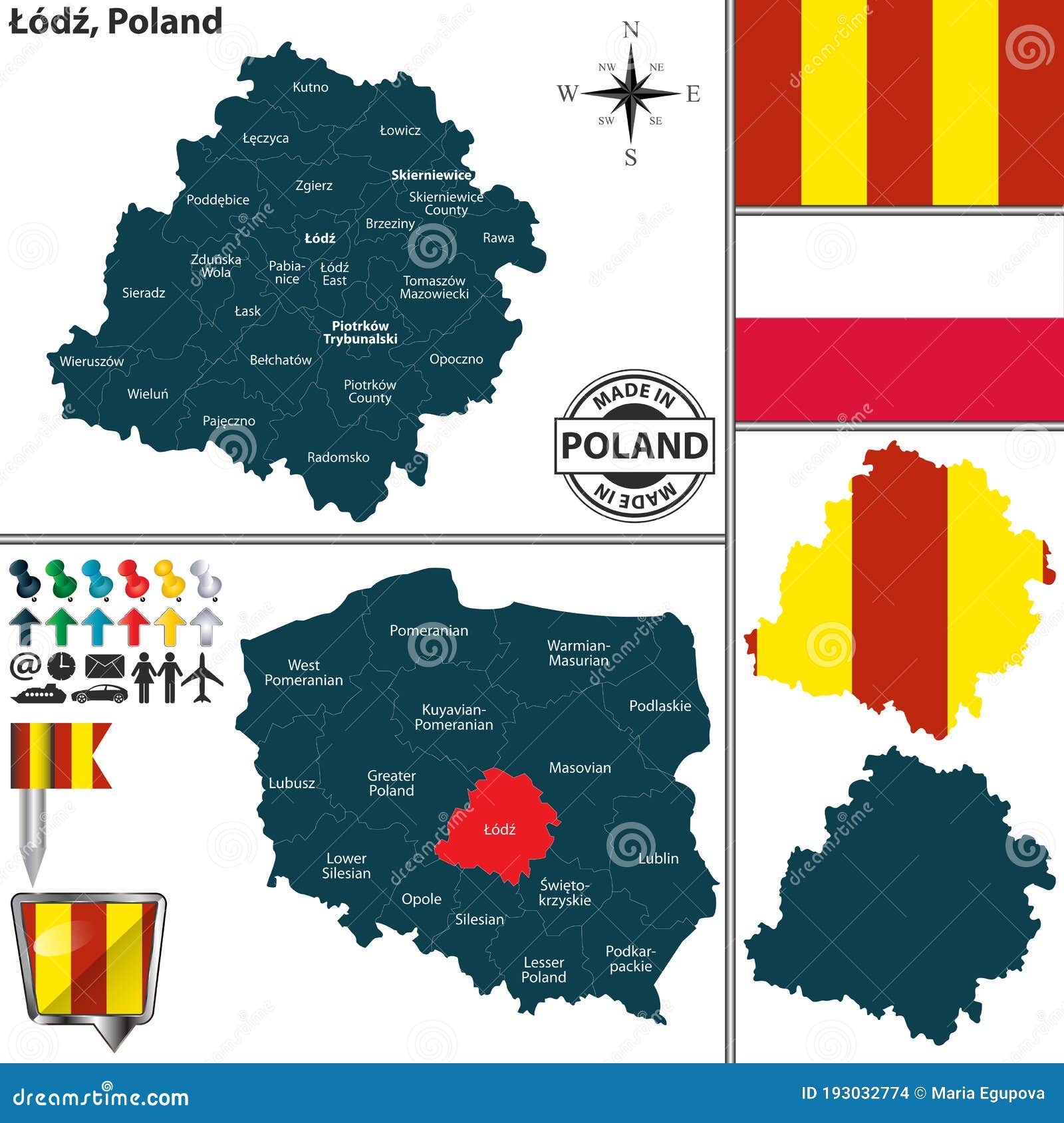 Map of Lodz, Poland stock vector. Illustration of polish - 193032774