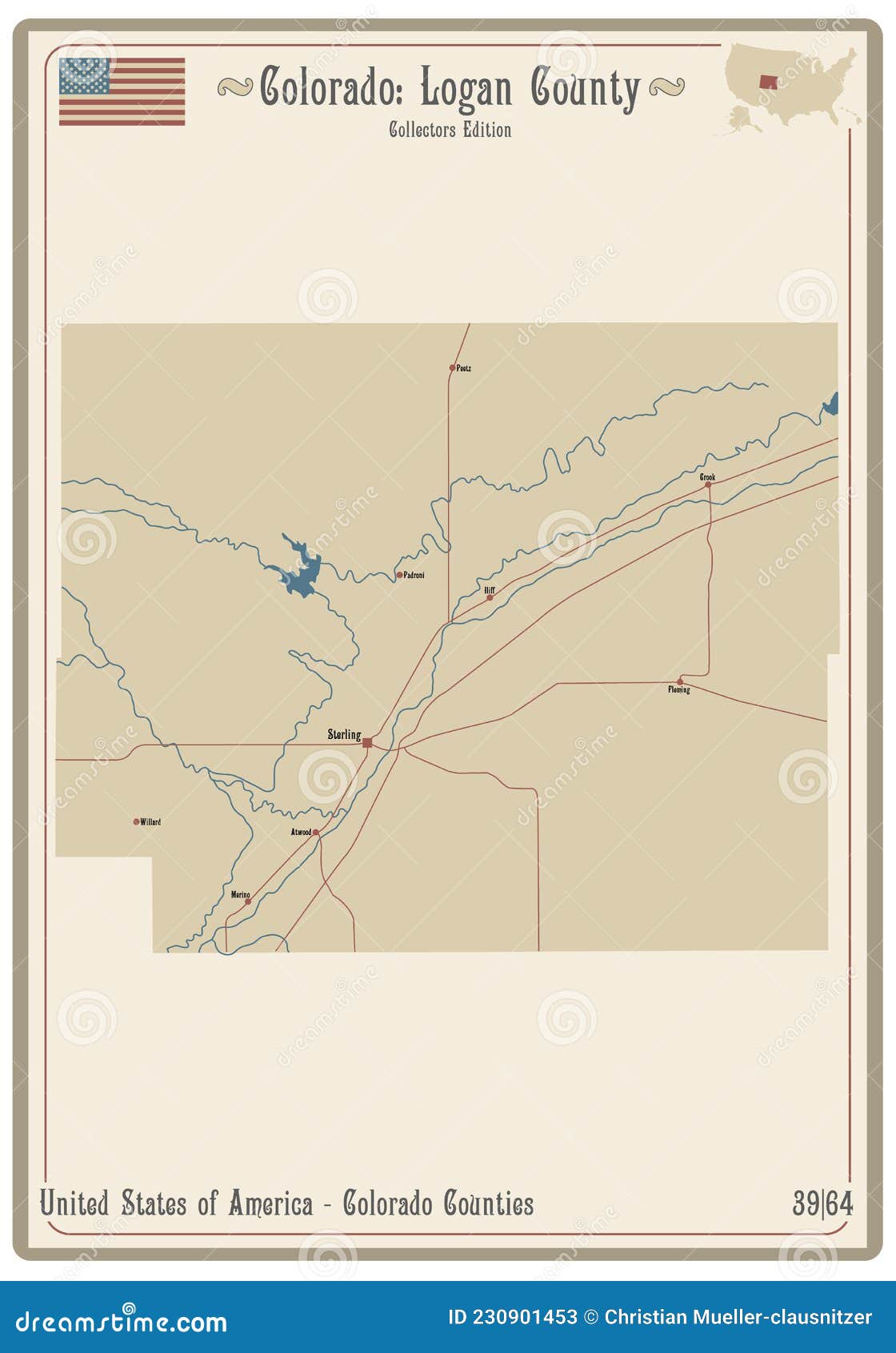 Map Of Logan County In Nebraska State On White Background. Single ...